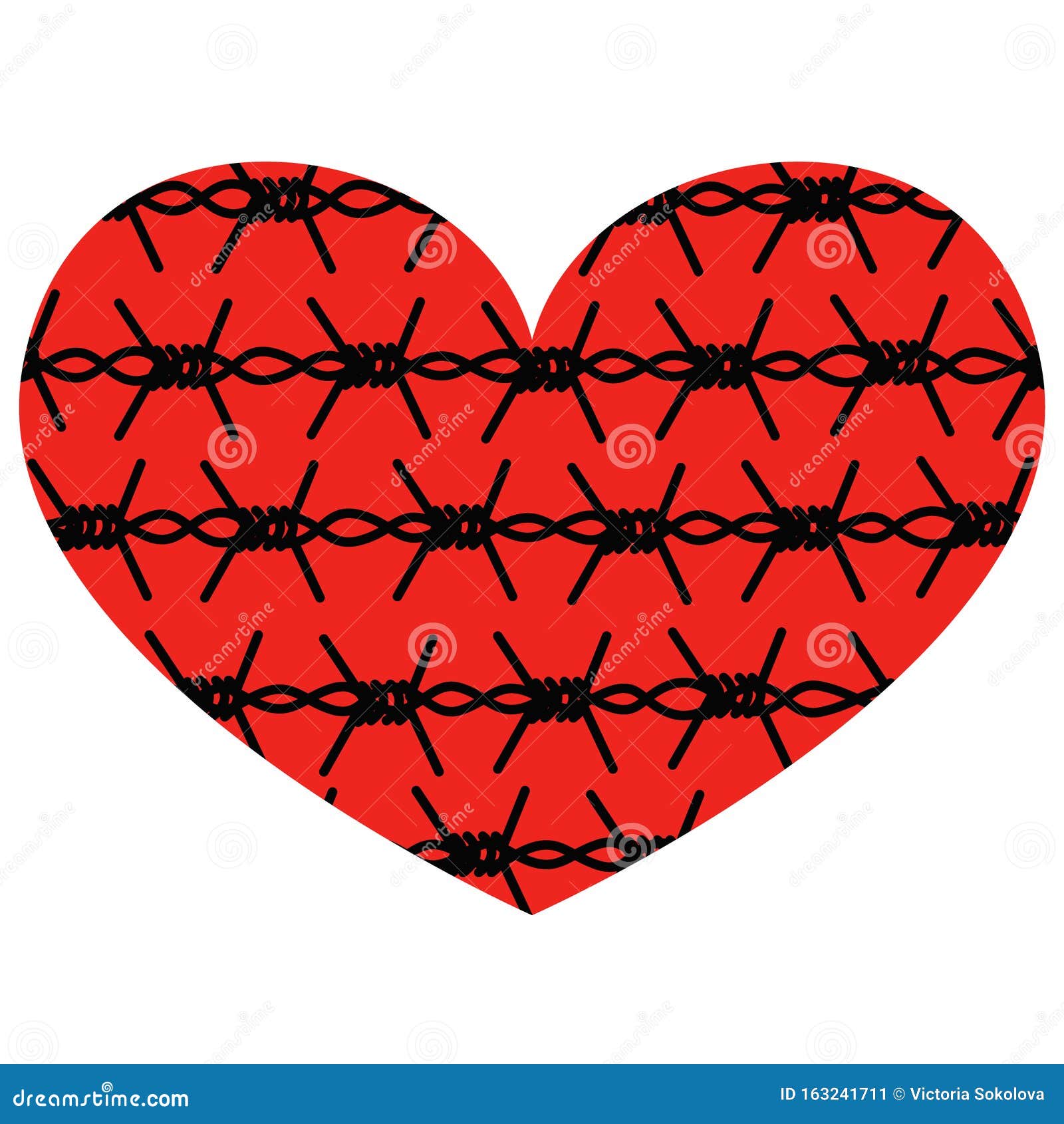 Vector Isolated Abstract Heart Metaphor with Image of Barbed Wire ...