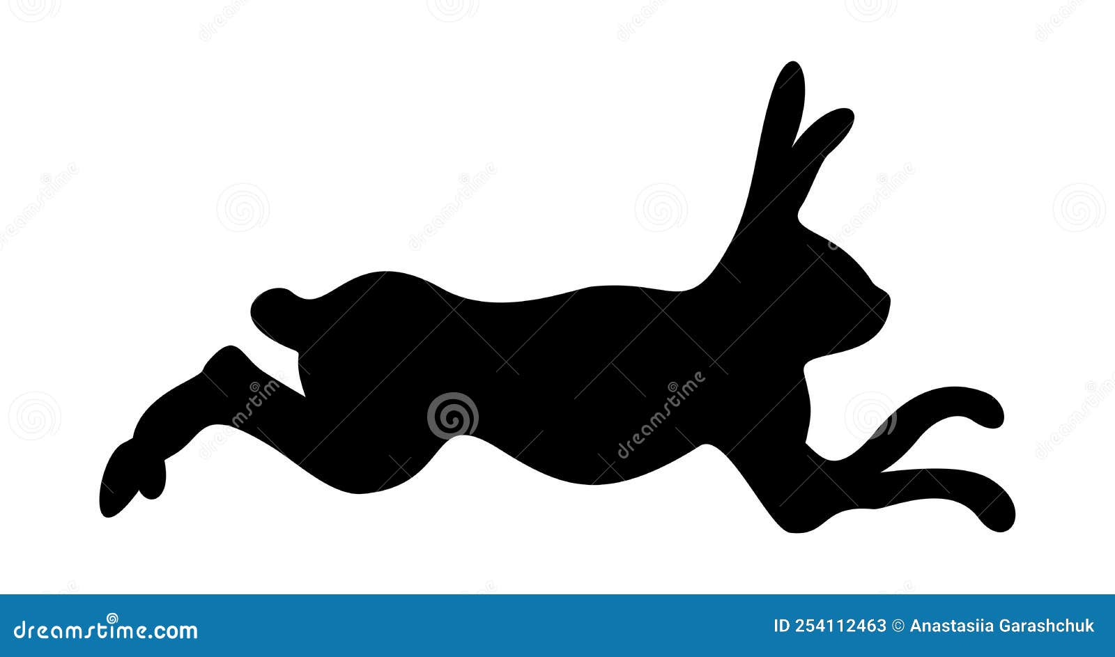 Vector Isolated Black Silhouette of Running Hare. Stock Illustration ...