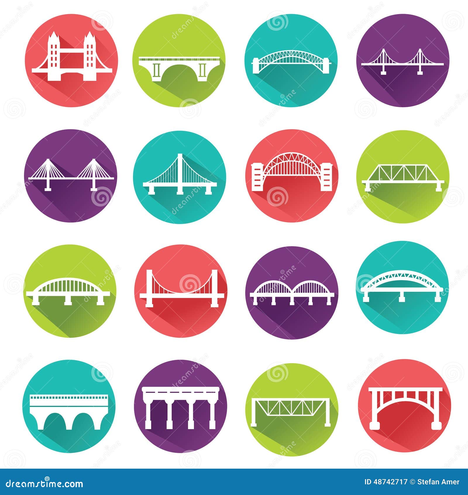 Vector Isolated Bridges Big Icons Set Stock Vector - Illustration of ...