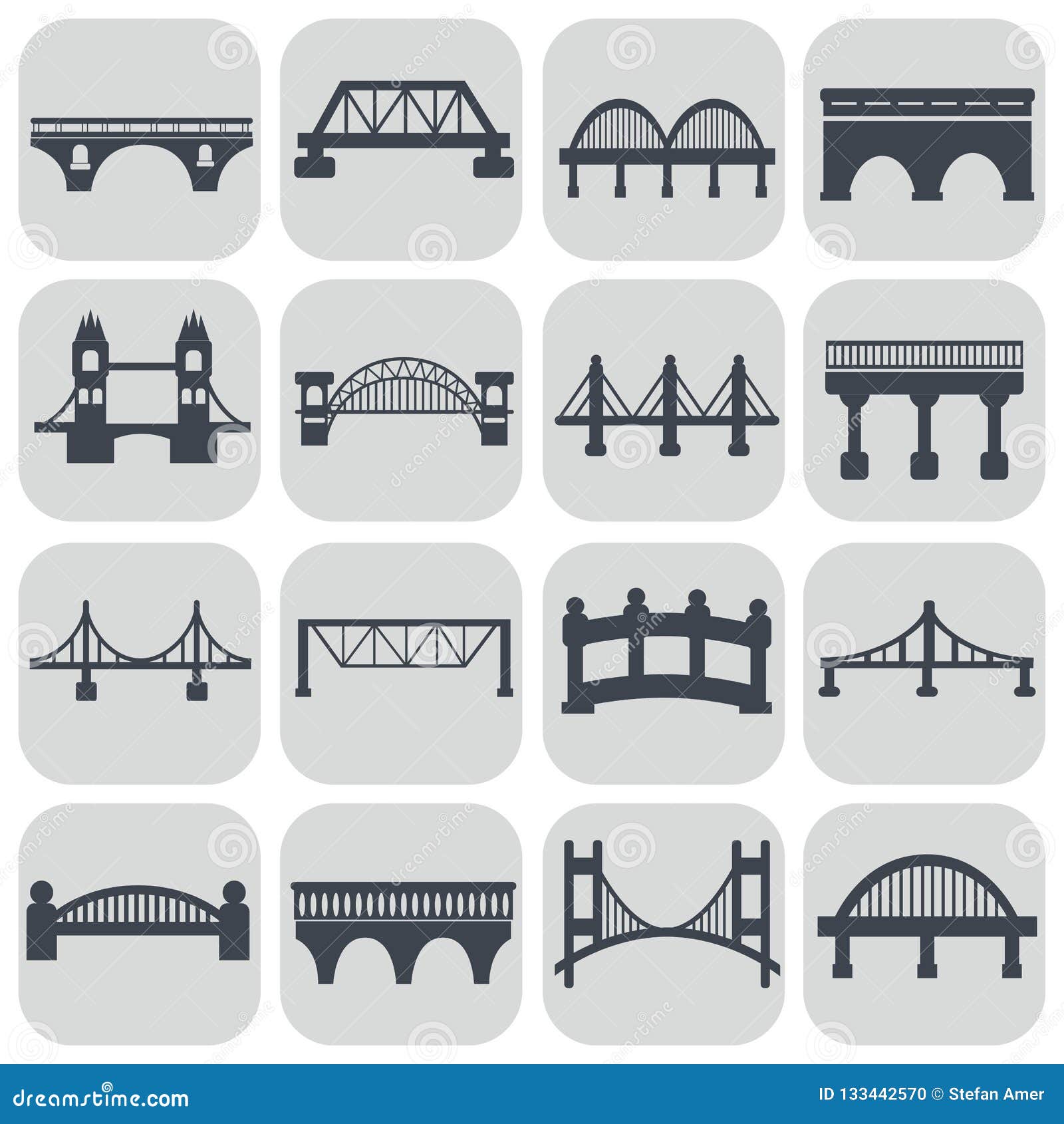 Vector Isolated Bridges Icons Set Stock Illustration - Illustration of ...
