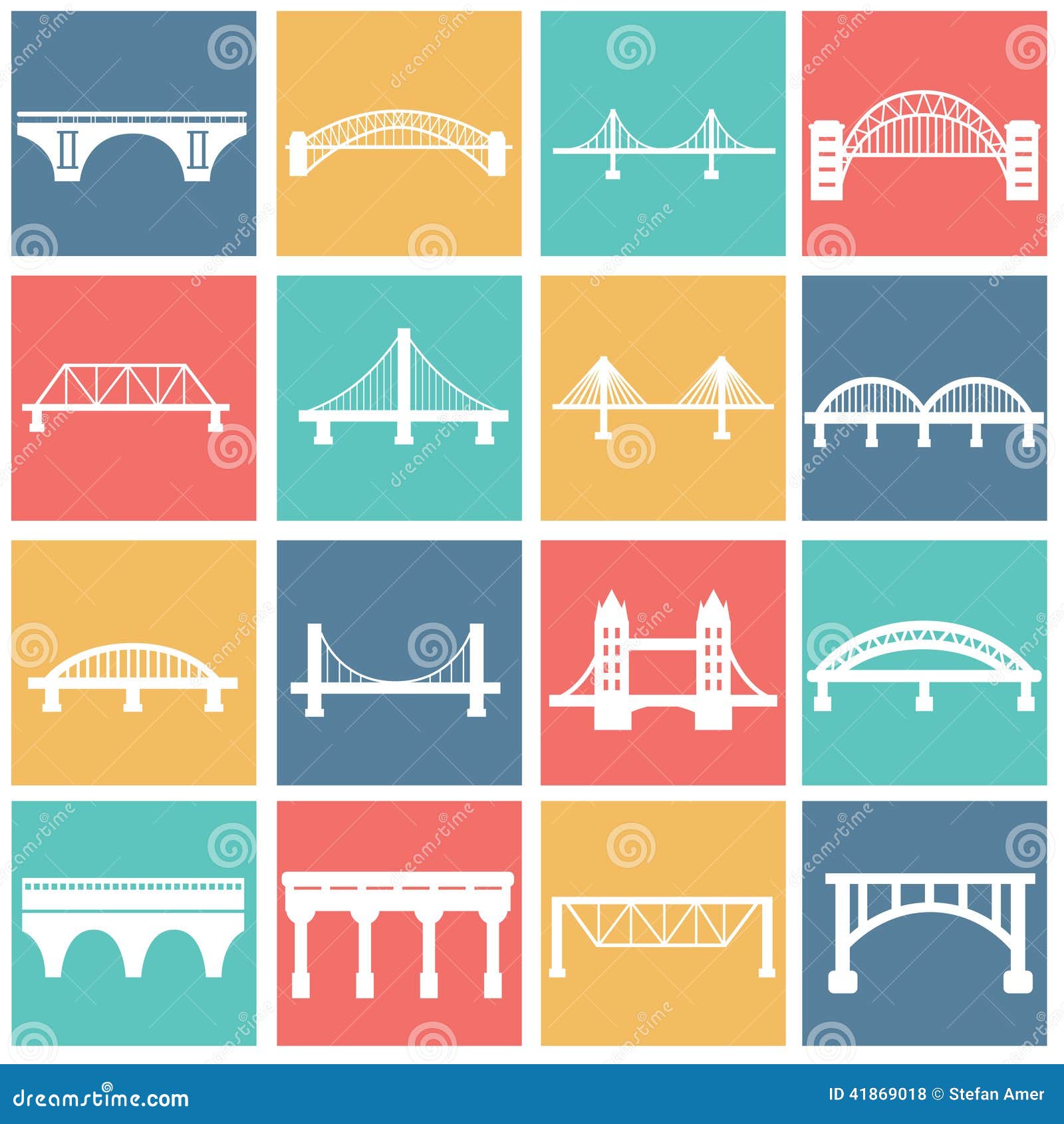 Vector Isolated Bridges Icons Set Stock Illustration - Illustration of ...