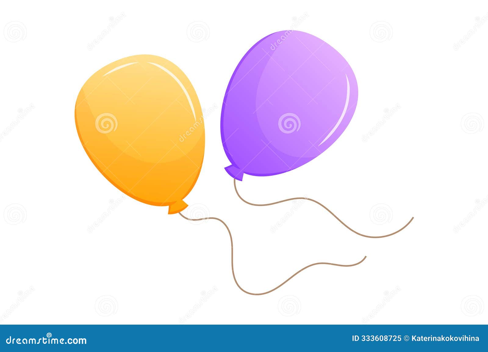 Vector Isolated Cartoon Illustration of a Pair of Colorful Balloons ...