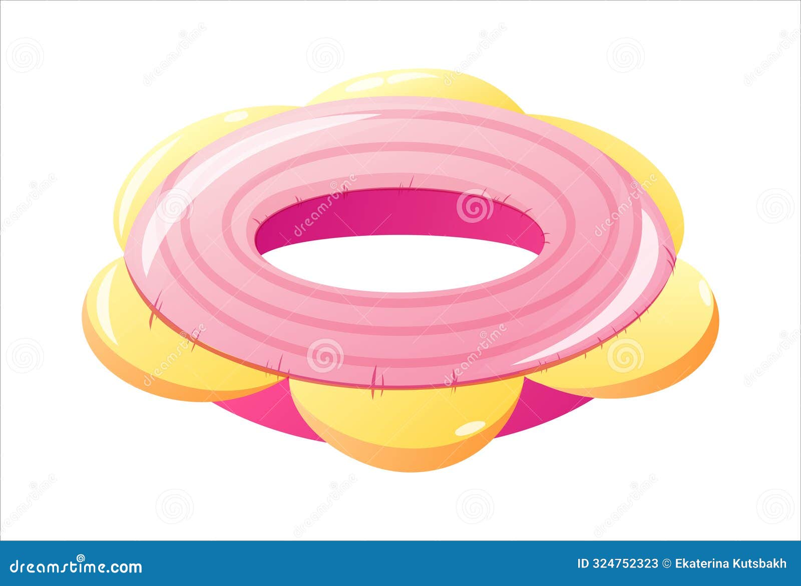 Vector Isolated Cartoon Pink Inflatable Ring for Swimming. Stock ...