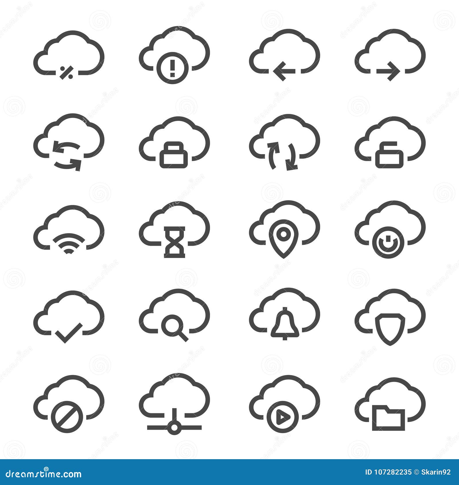 Vector Isolated Cloud Technologies Icons Set Stock Illustration ...