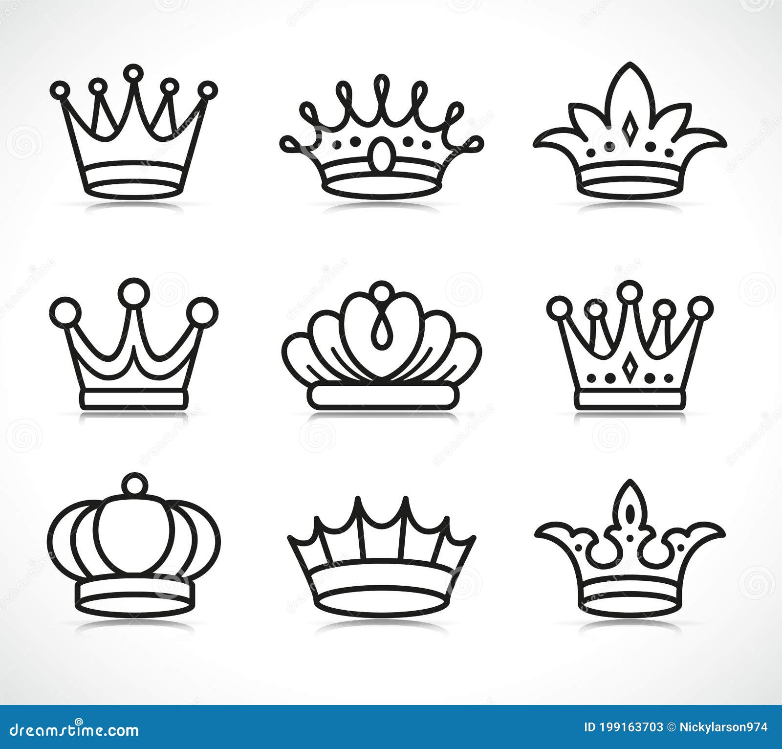 Vector Isolated Crown Icons Set Stock Vector - Illustration of ...