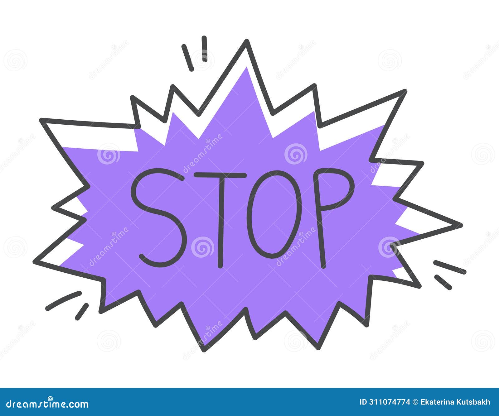 Vector Isolated Doodle Bubble Speech Symbol with Stop Text. Stock ...