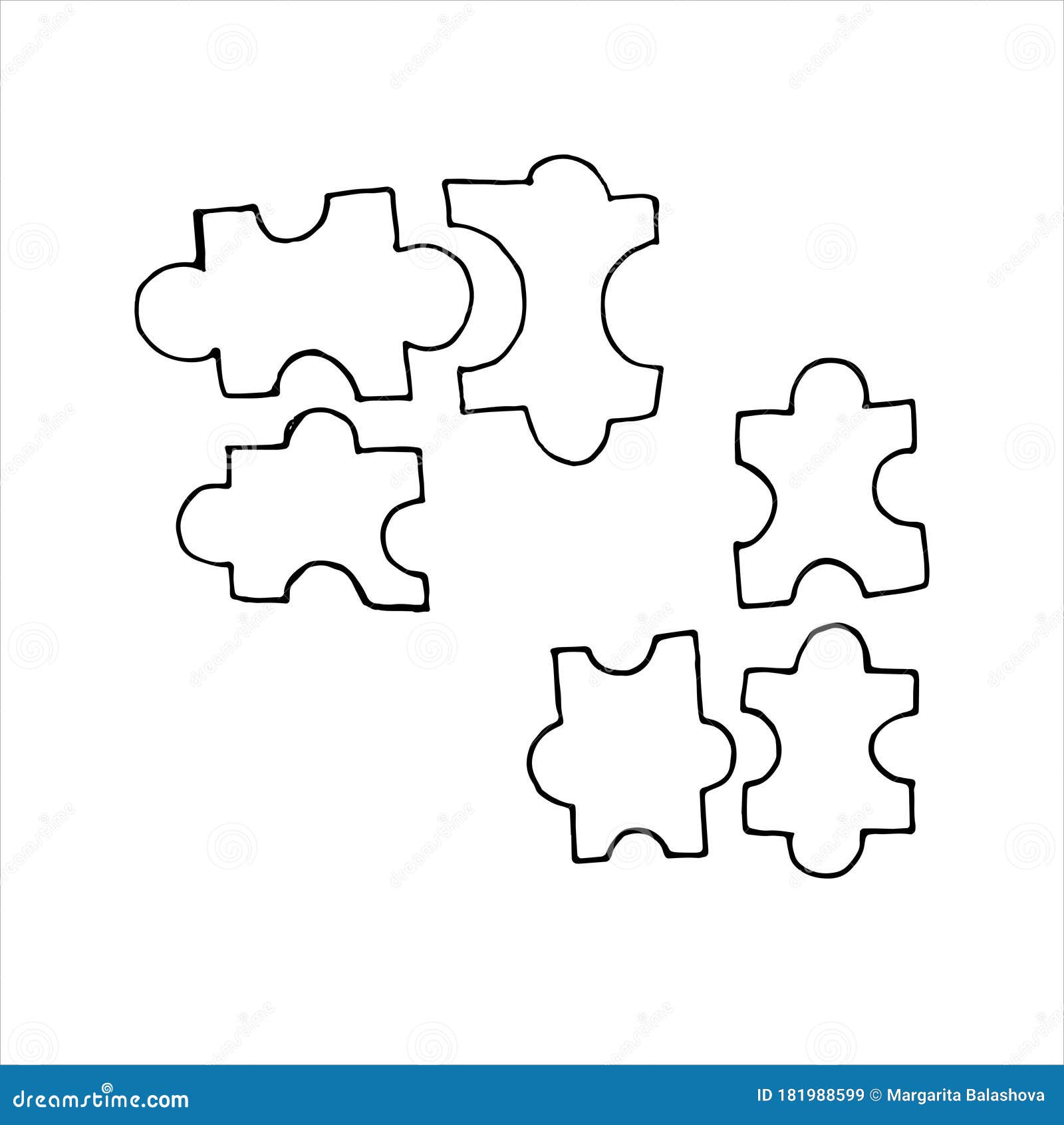 Vector Isolated Doodle Element, Puzzle Pieces, Logic, Coloring Book ...