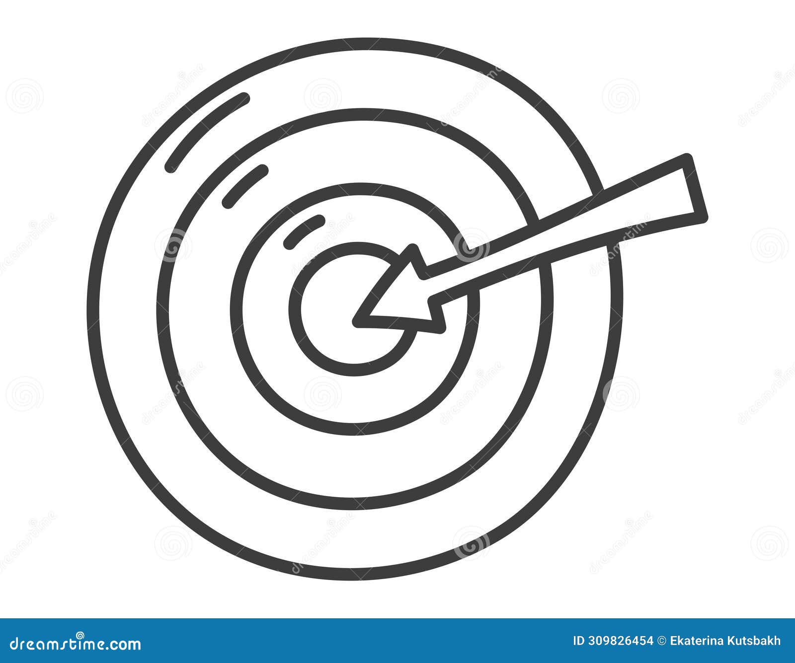 Vector Isolated Doodle Symbol of Round Target with Arrow. Stock ...