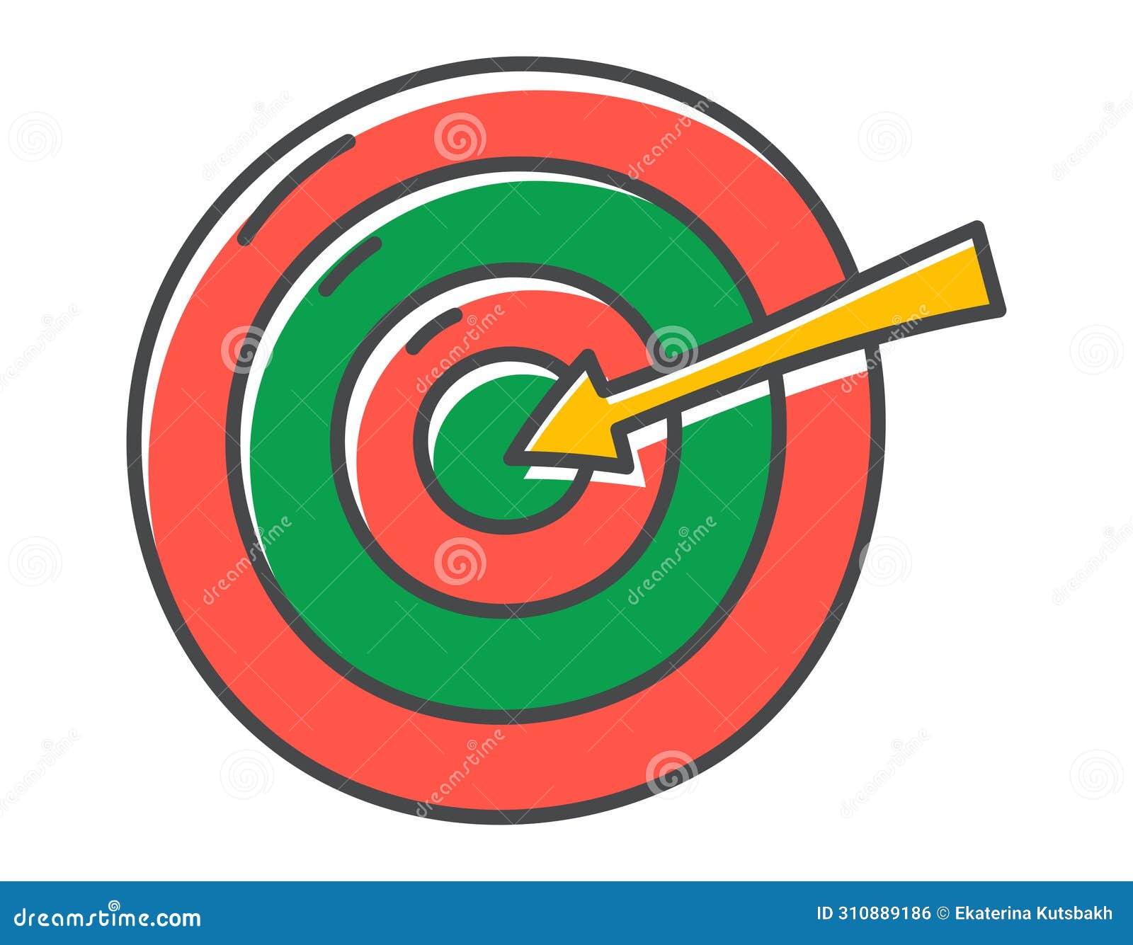 Vector Isolated Doodle Symbol of Round Target with Arrow. Stock Vector ...