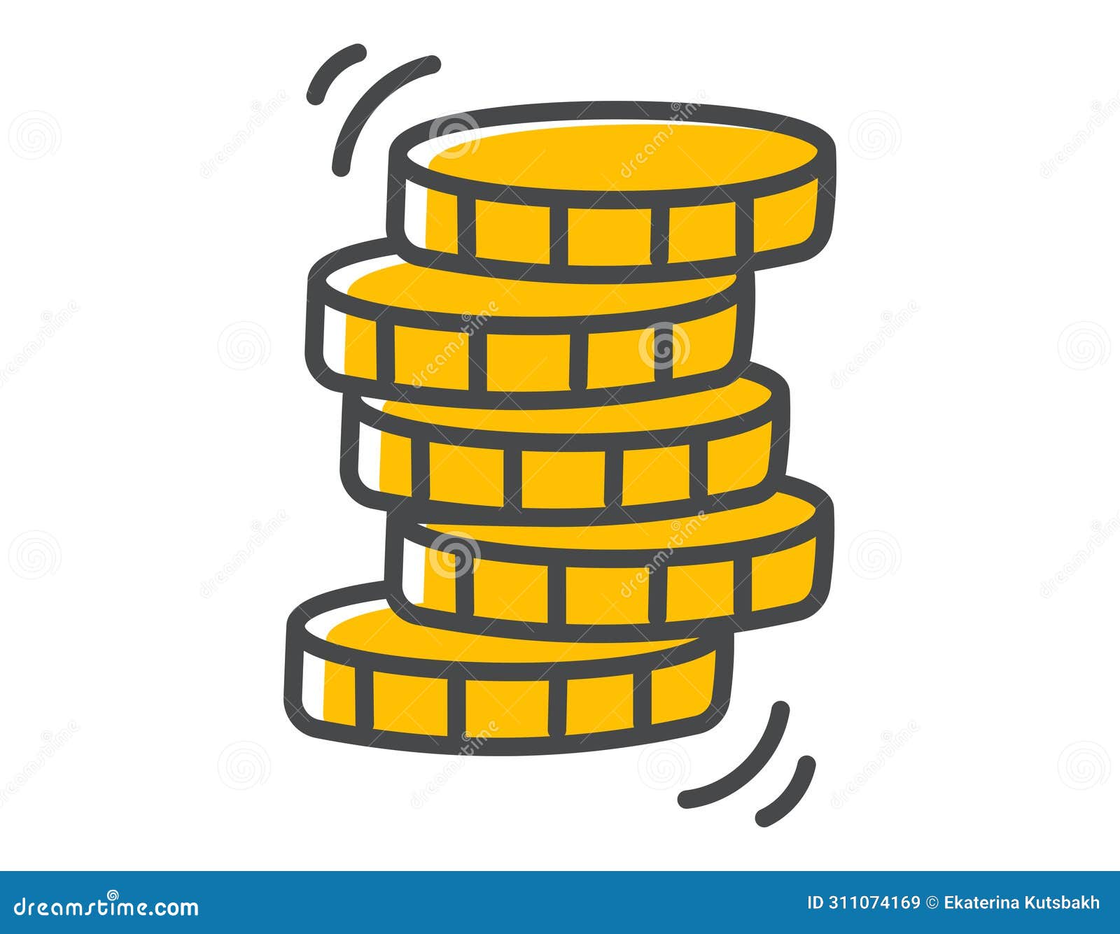 Vector Isolated Doodle Symbol of Stack of Money Coins. Stock Vector ...