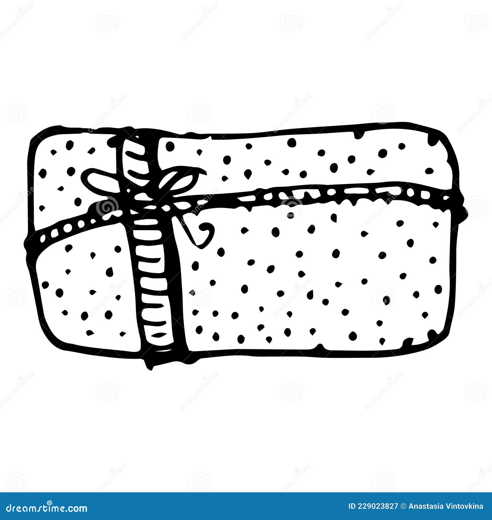 Vector Isolated Element Horizontal Gift Box with Ribbon and Bow, Top ...