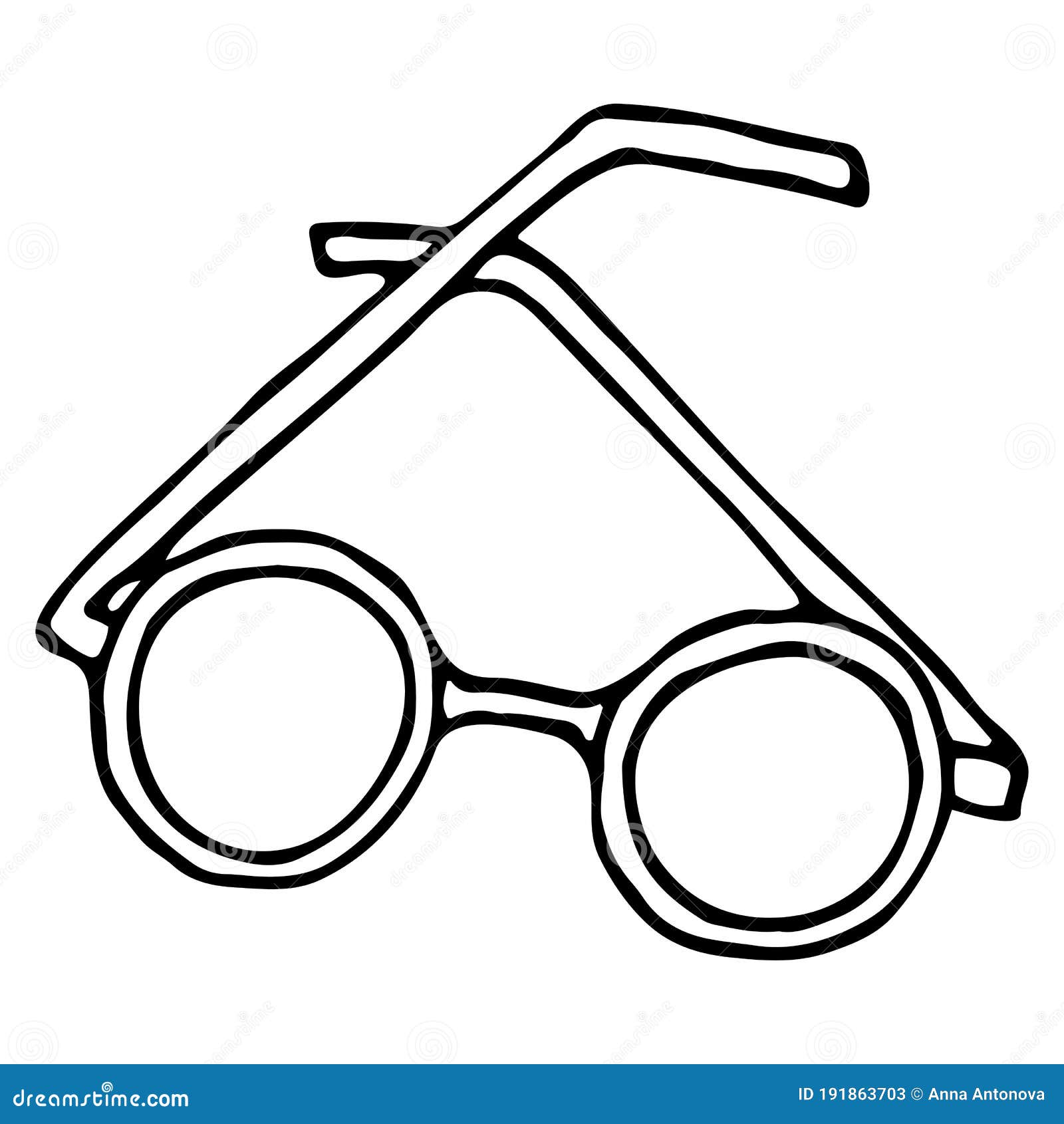 Vector Isolated Element, Round-rimmed Glasses. Hand Drawn Doodle Stock ...
