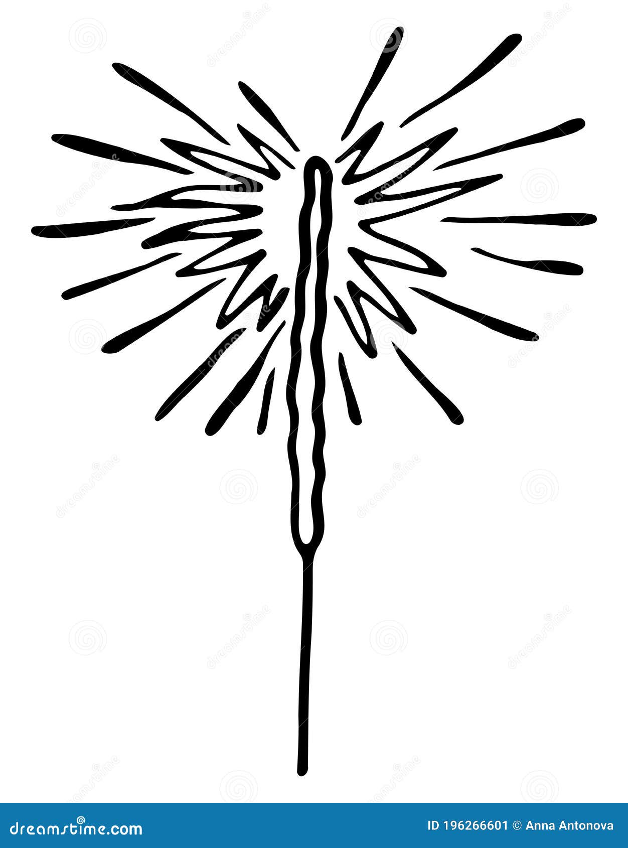 Vector Isolated Element, Sparkler. Hand Drawn Doodle Stock Vector ...