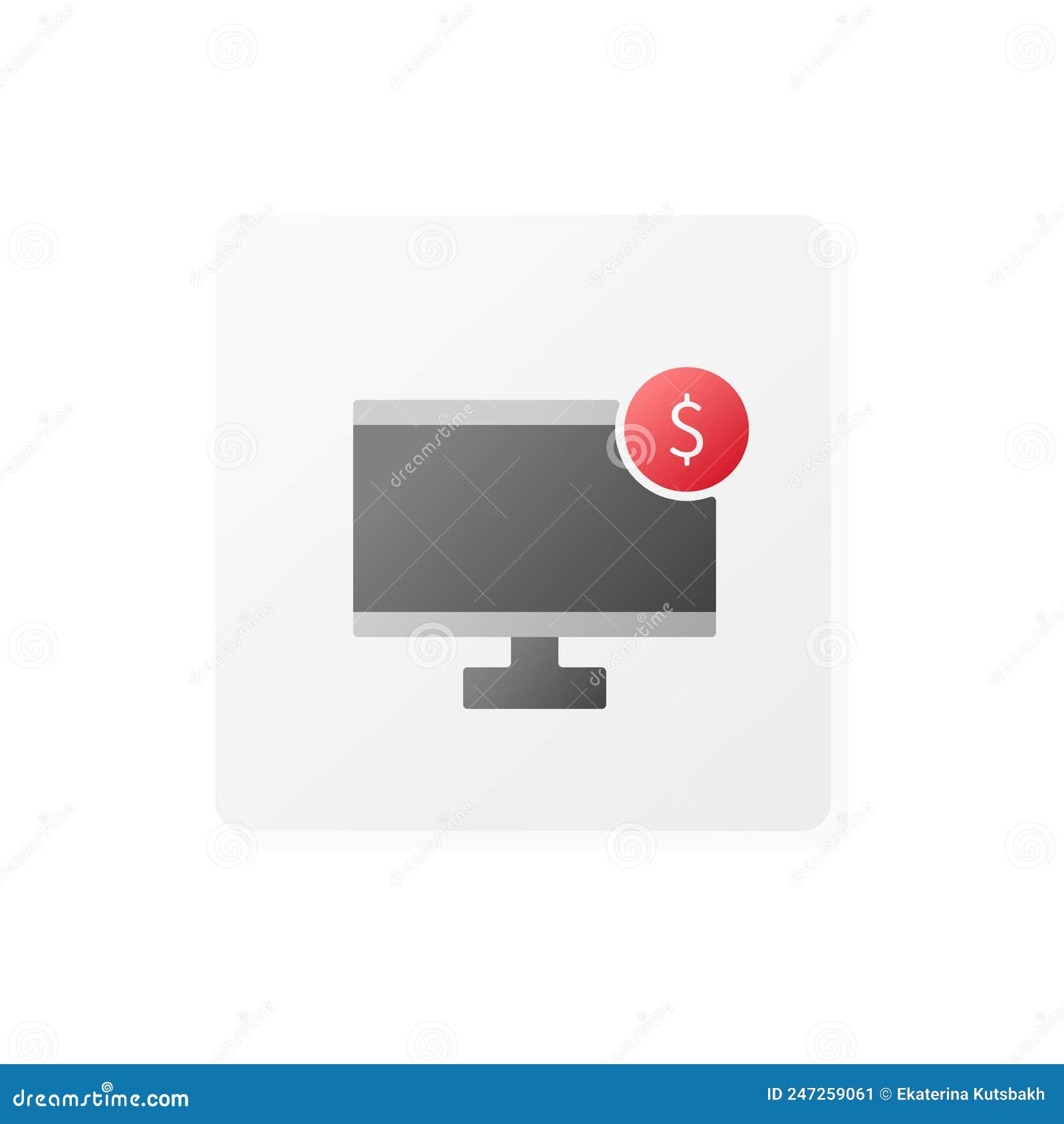 Vector Isolated Flat Icon, Computer Monitor and Dollar Sign Stock ...