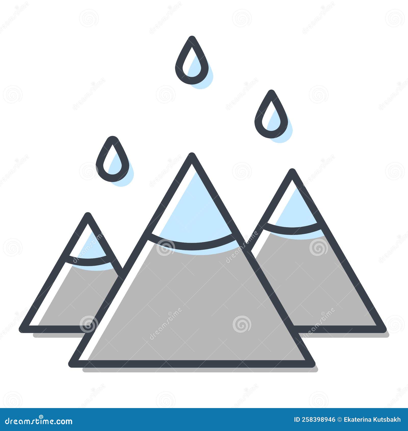 Vector Isolated Flat Icon of Mountains with Precipitation, Water Cycle ...
