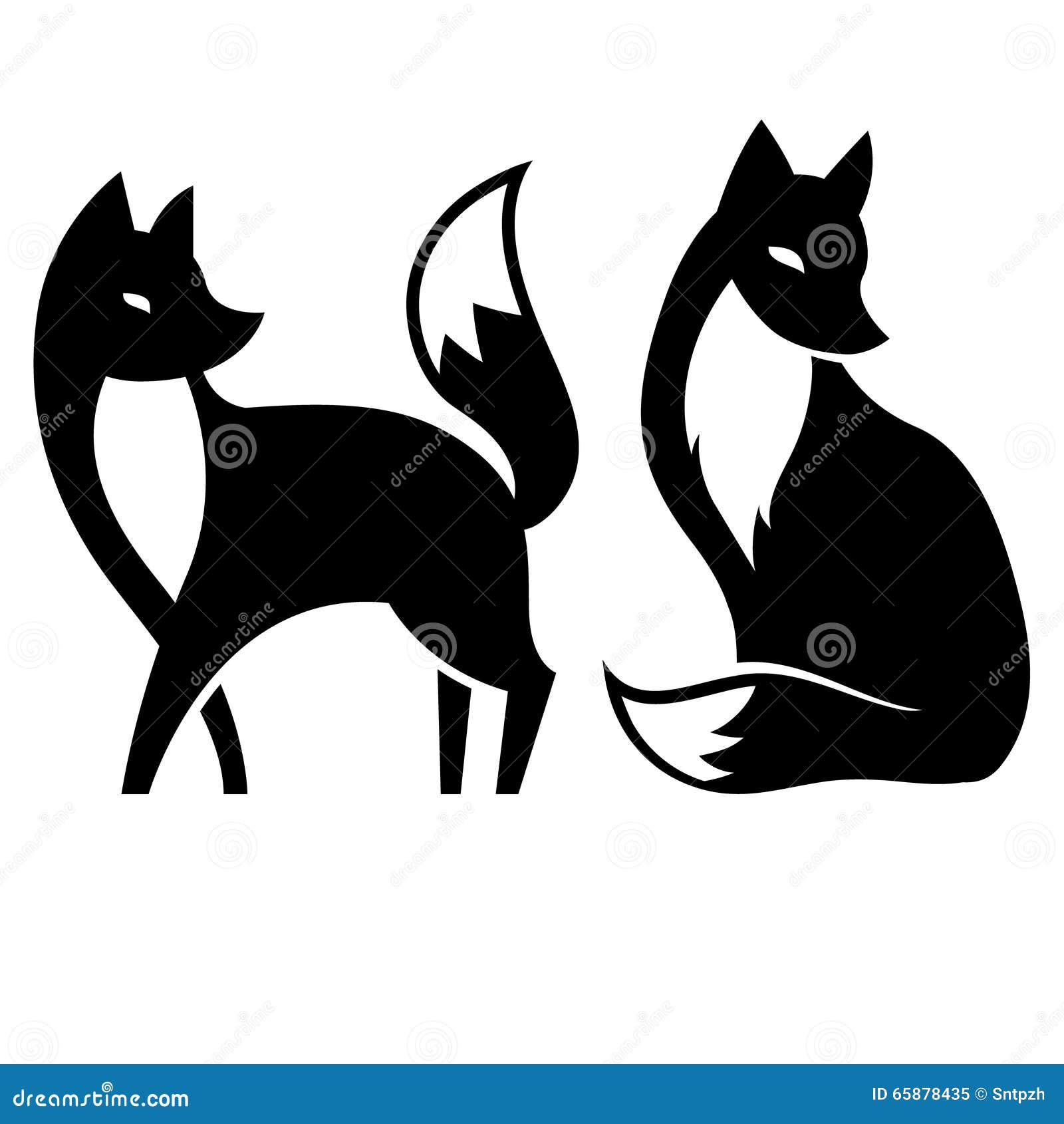 Vector Isolated Fox. Black and White Stock Vector - Illustration of ...