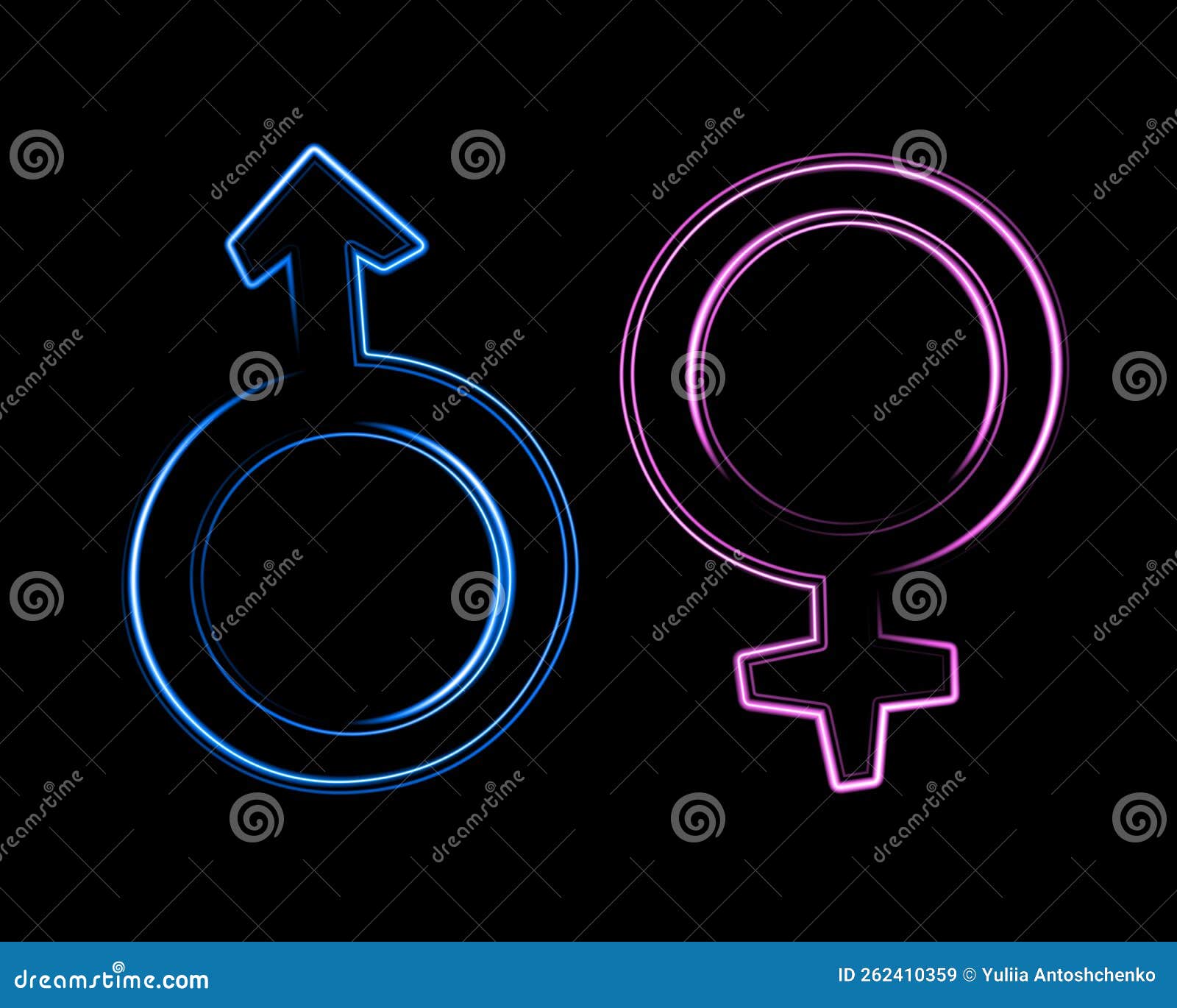 Gender Icons with Neon Effect. Stock Vector - Illustration of symbol ...