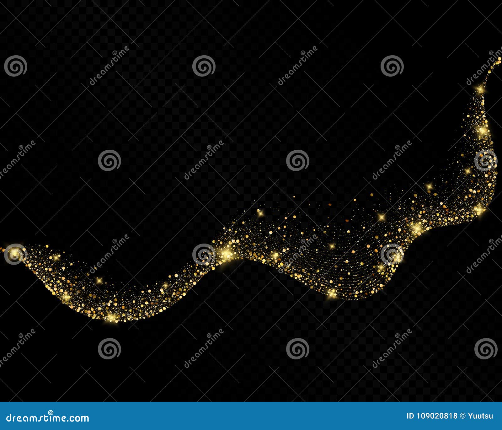 Vector Isolated Golden Glitter Abstract Wave Stock Vector ...