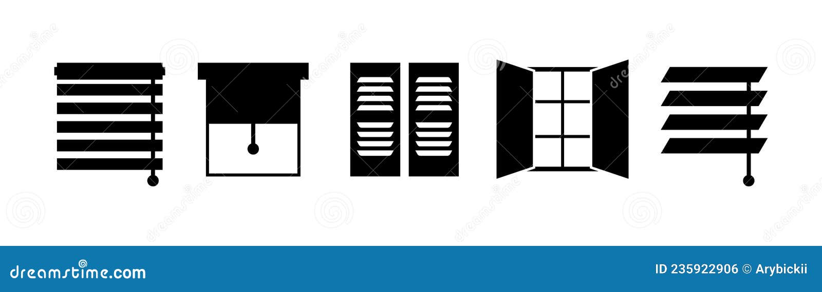 Vector Isolated Icons Set of Window Blinds Stock Vector - Illustration ...