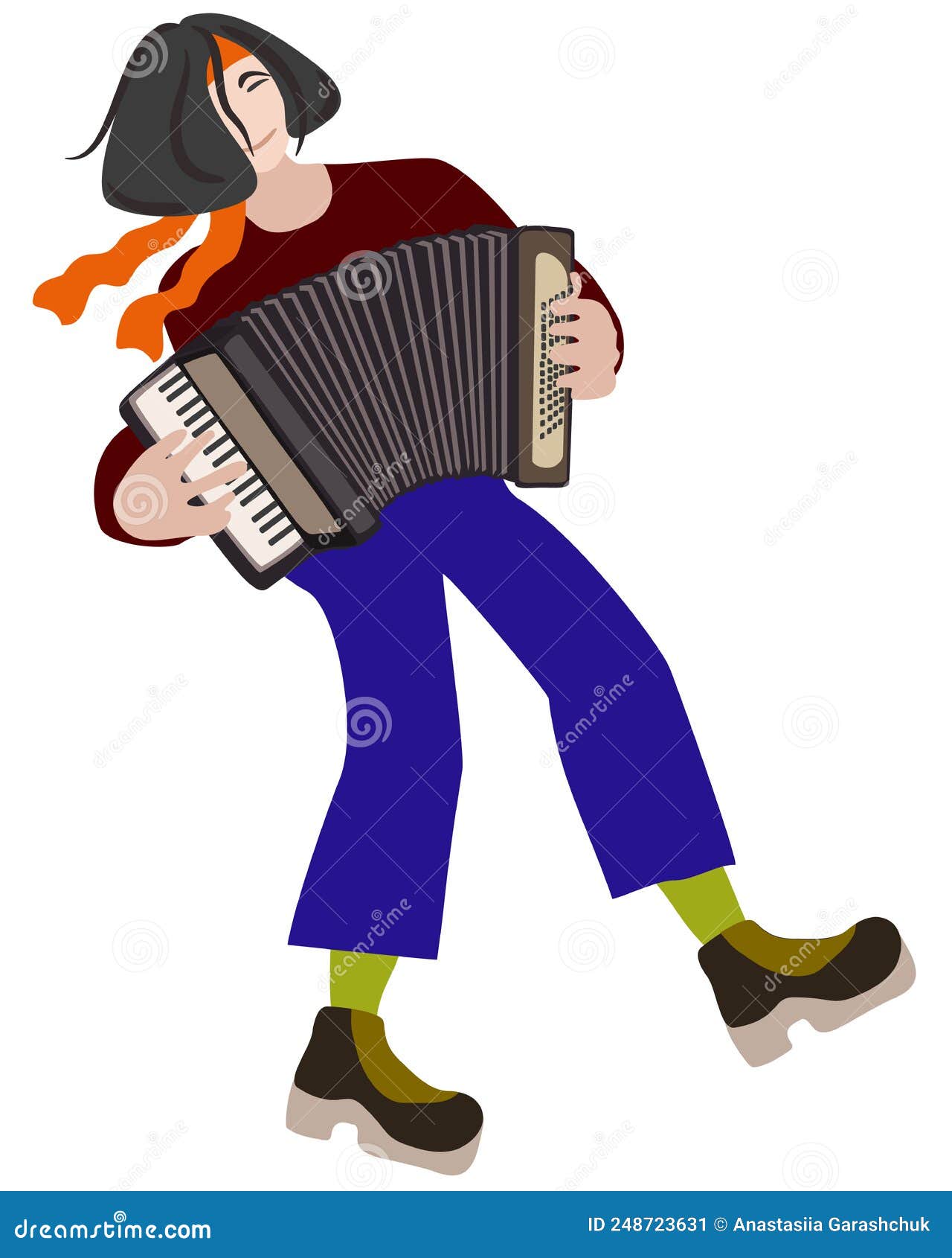 Cheerful Accordionist, Accordion Player, Musician, Funny Cute Cartoon ...