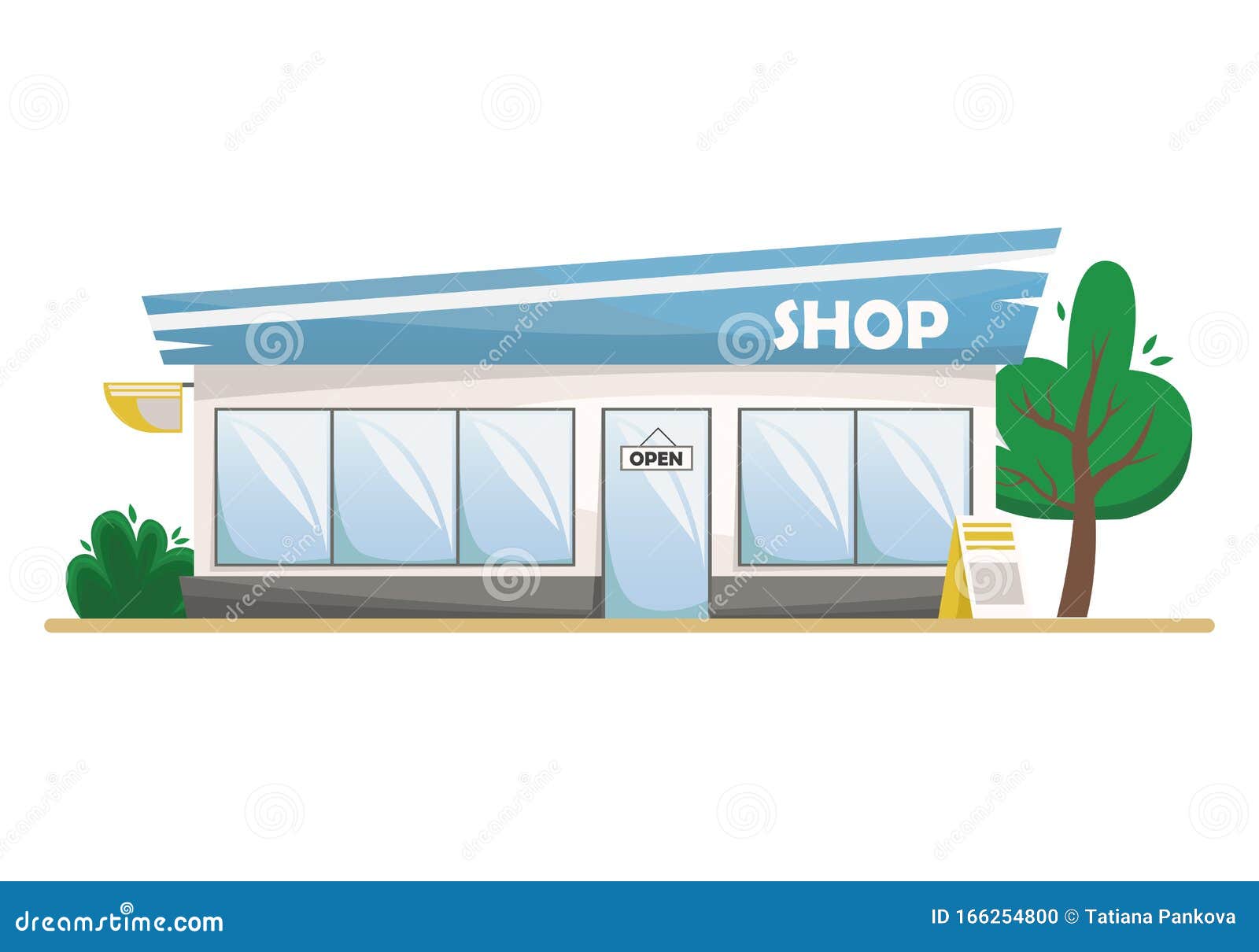 Vector Isolated Illustration with the Building of the Roadside Shop ...