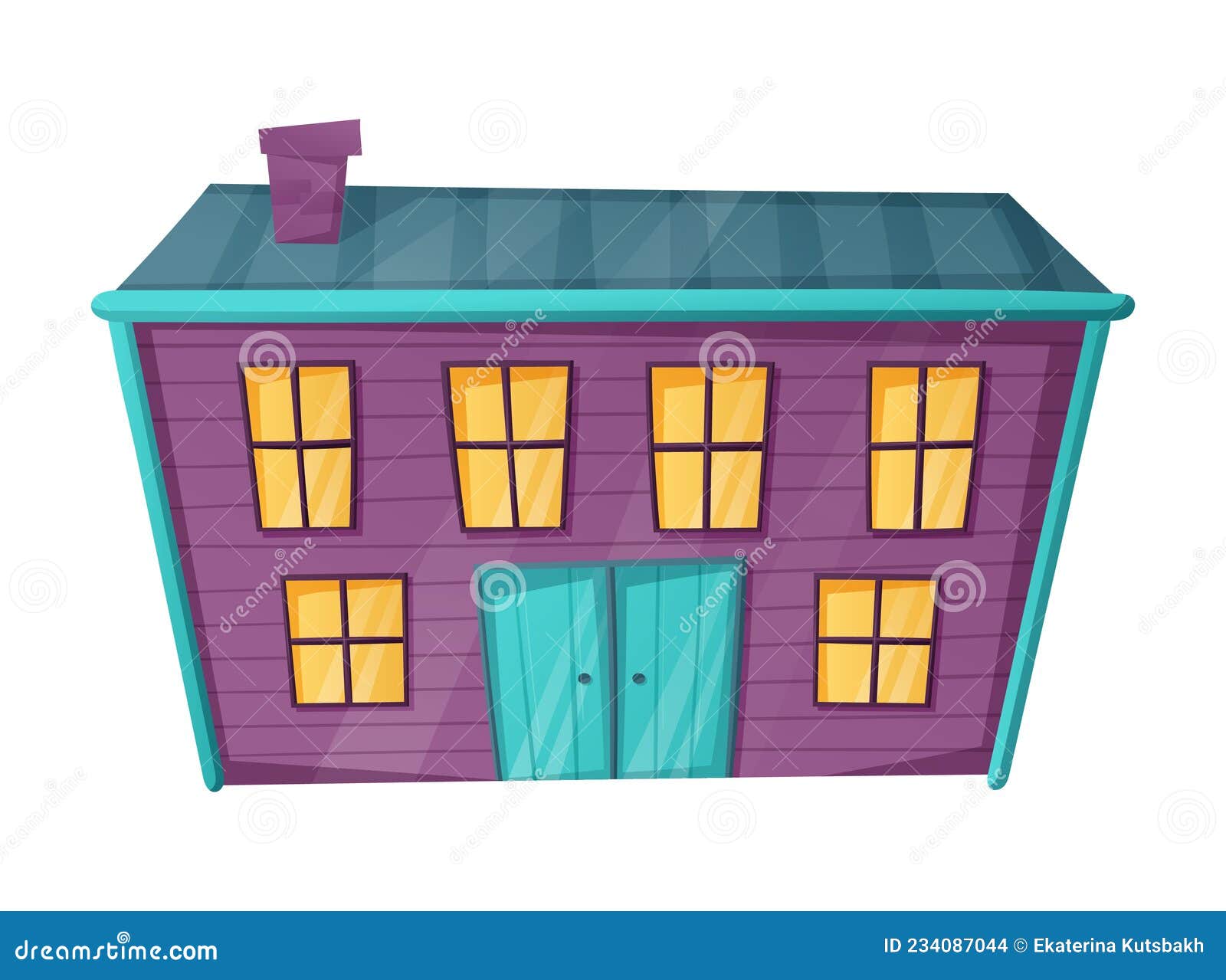 Vector Isolated Illustration of a Cartoon House or Cottage with Light ...