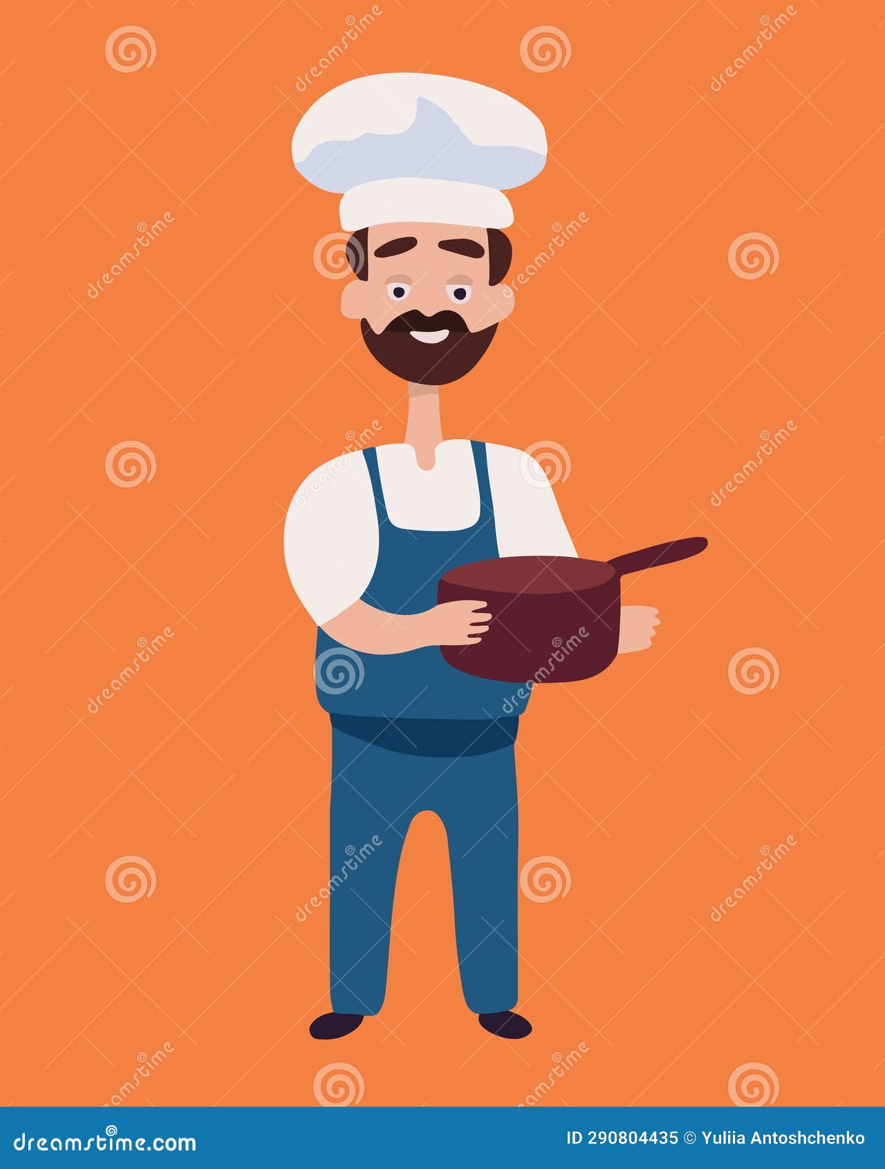 Vector Isolated Illustration of a Chef with a Pan in His Hands. Stock ...