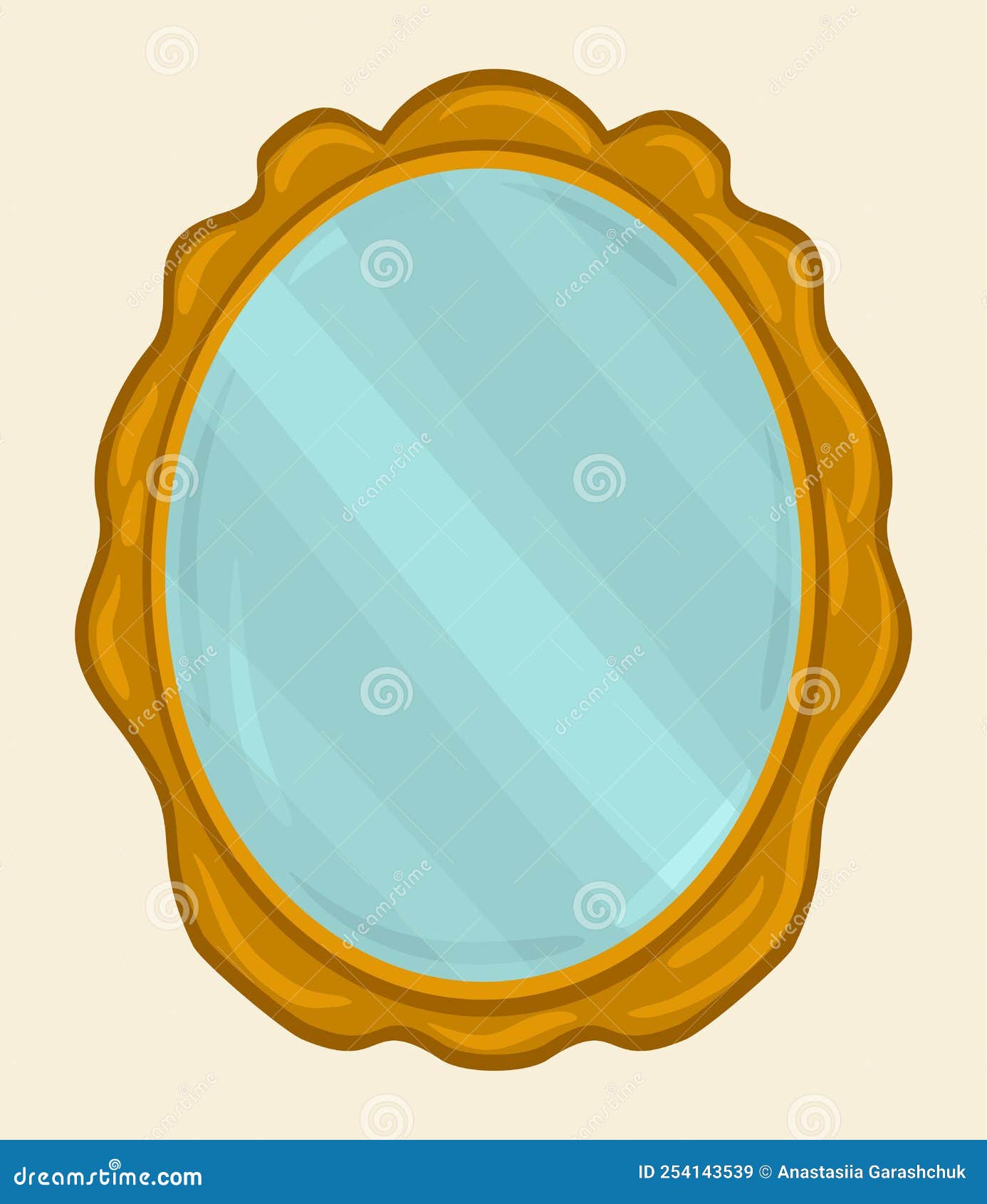 Vector Isolated Illustration of Circle Mirror on Decorative Frame ...