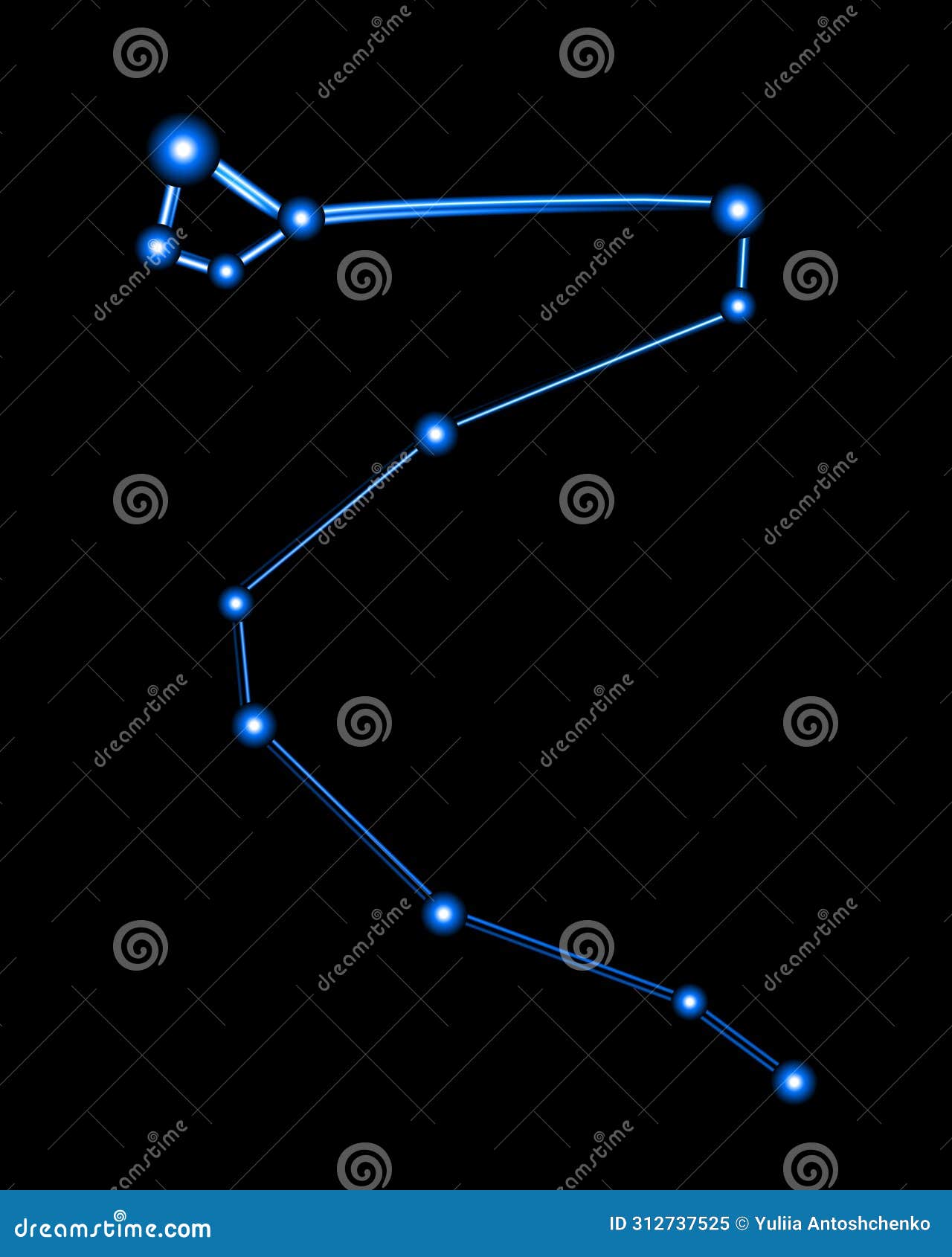 Vector Isolated Illustration of Dragon Constellation with Neon Effect ...
