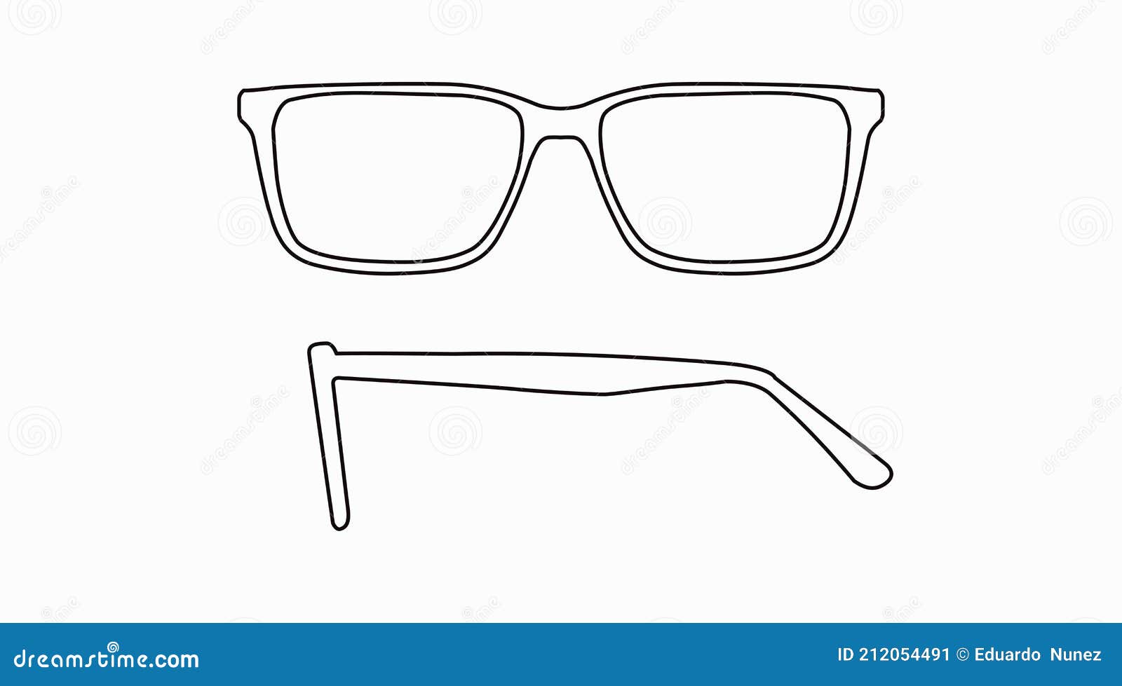 Black Glasses Frame Front and Side View Stock Vector - Illustration of ...