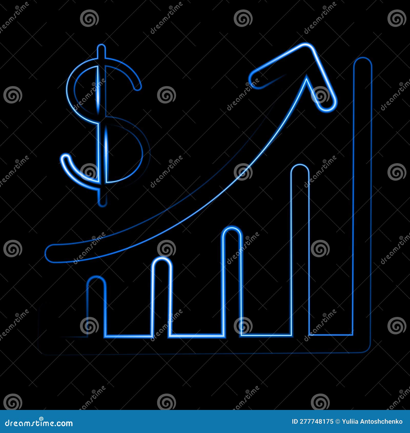Vector Isolated Illustration of Growing Graph with Neon Effect. Stock ...