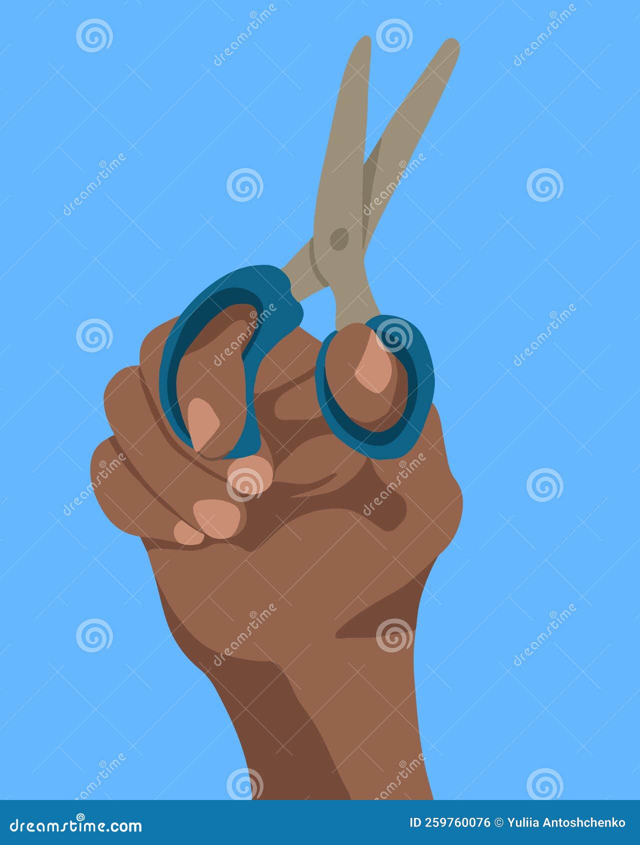 Hand holding scissors. stock vector. Illustration of limb - 259760076