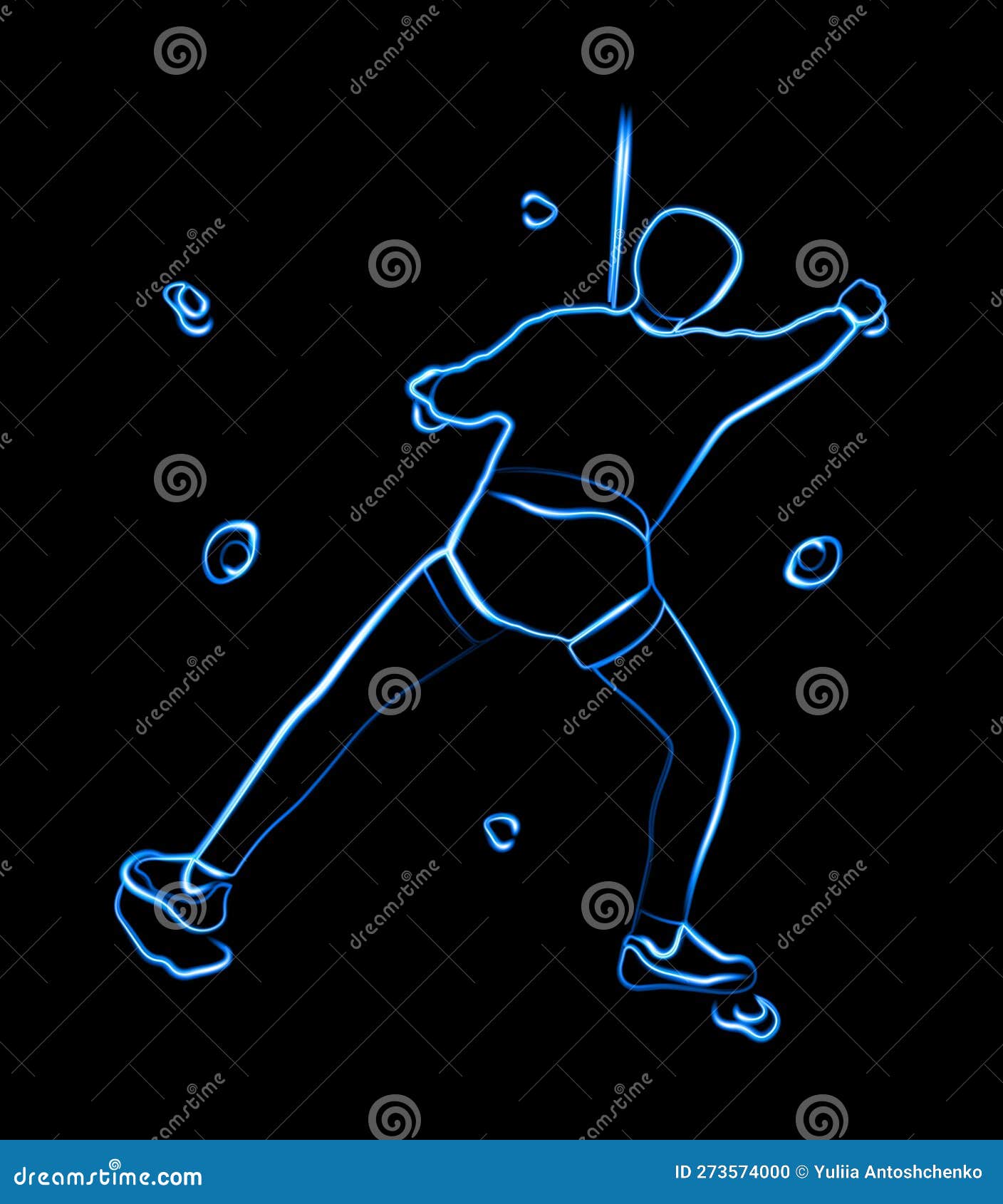 A Man on Climbing Wall with Neon Effect. Stock Vector - Illustration of ...