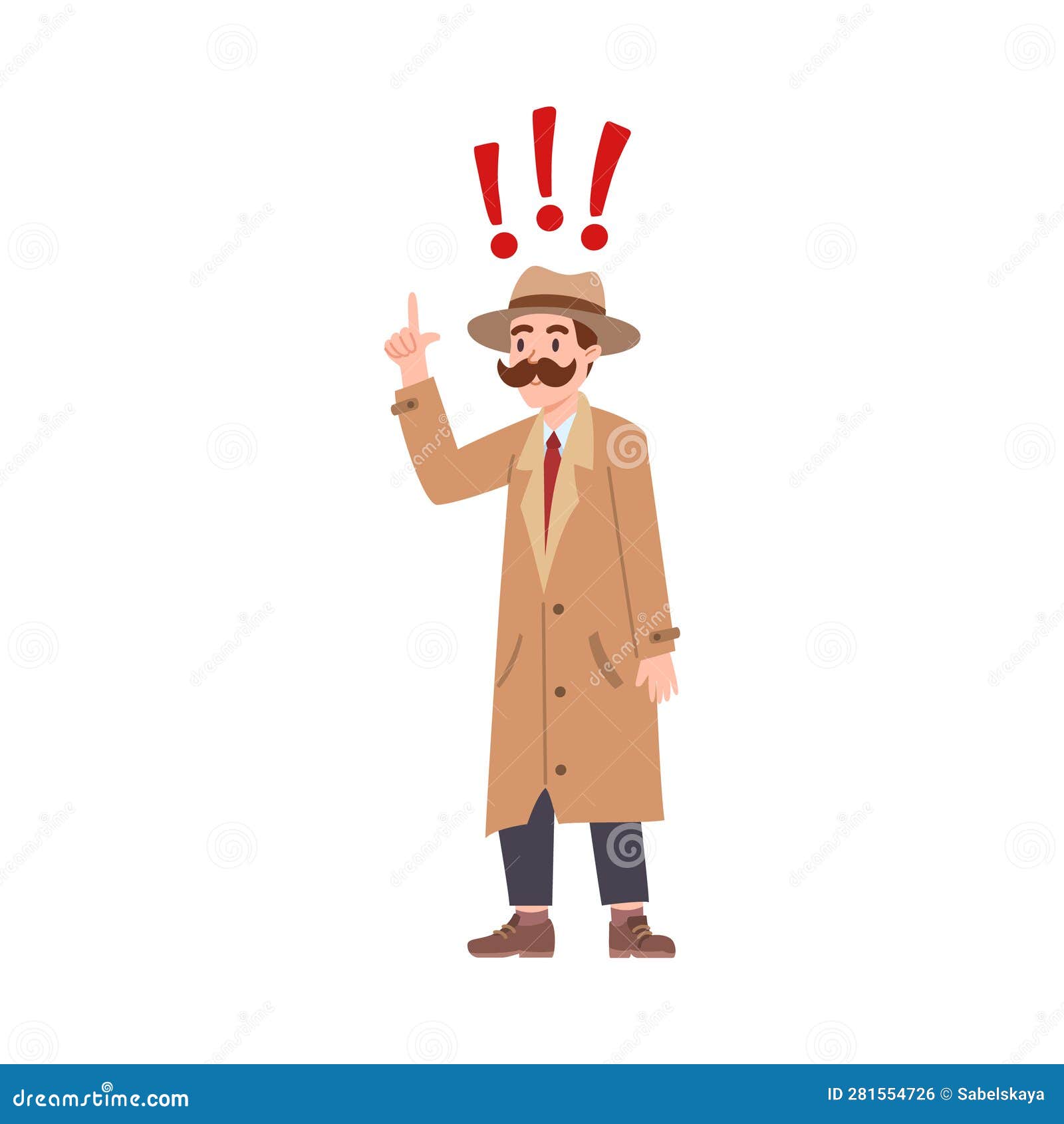 Vector Isolated Illustration of Man with Mustache in Coat and Hat ...