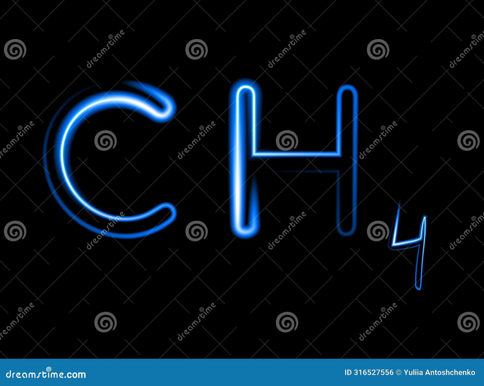 Vector Isolated Illustration of Methane Formula with Neon Effect Stock ...