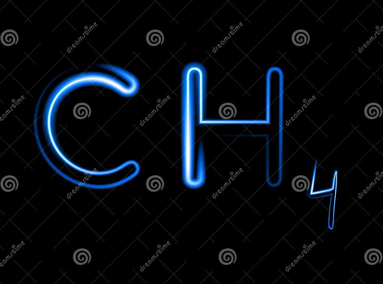 Vector Isolated Illustration of Methane Formula with Neon Effect Stock ...