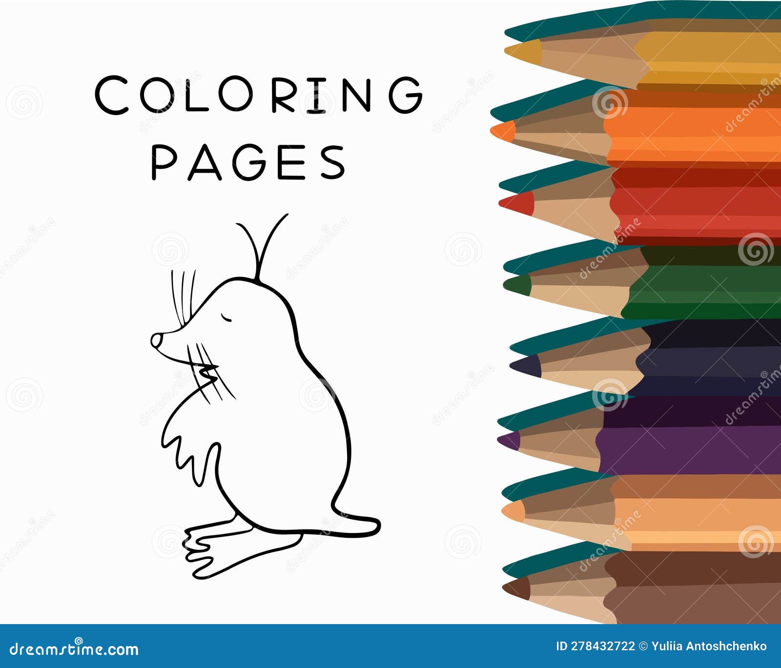 Vector Isolated Illustration of a Mole Coloring Page. Stock Vector ...