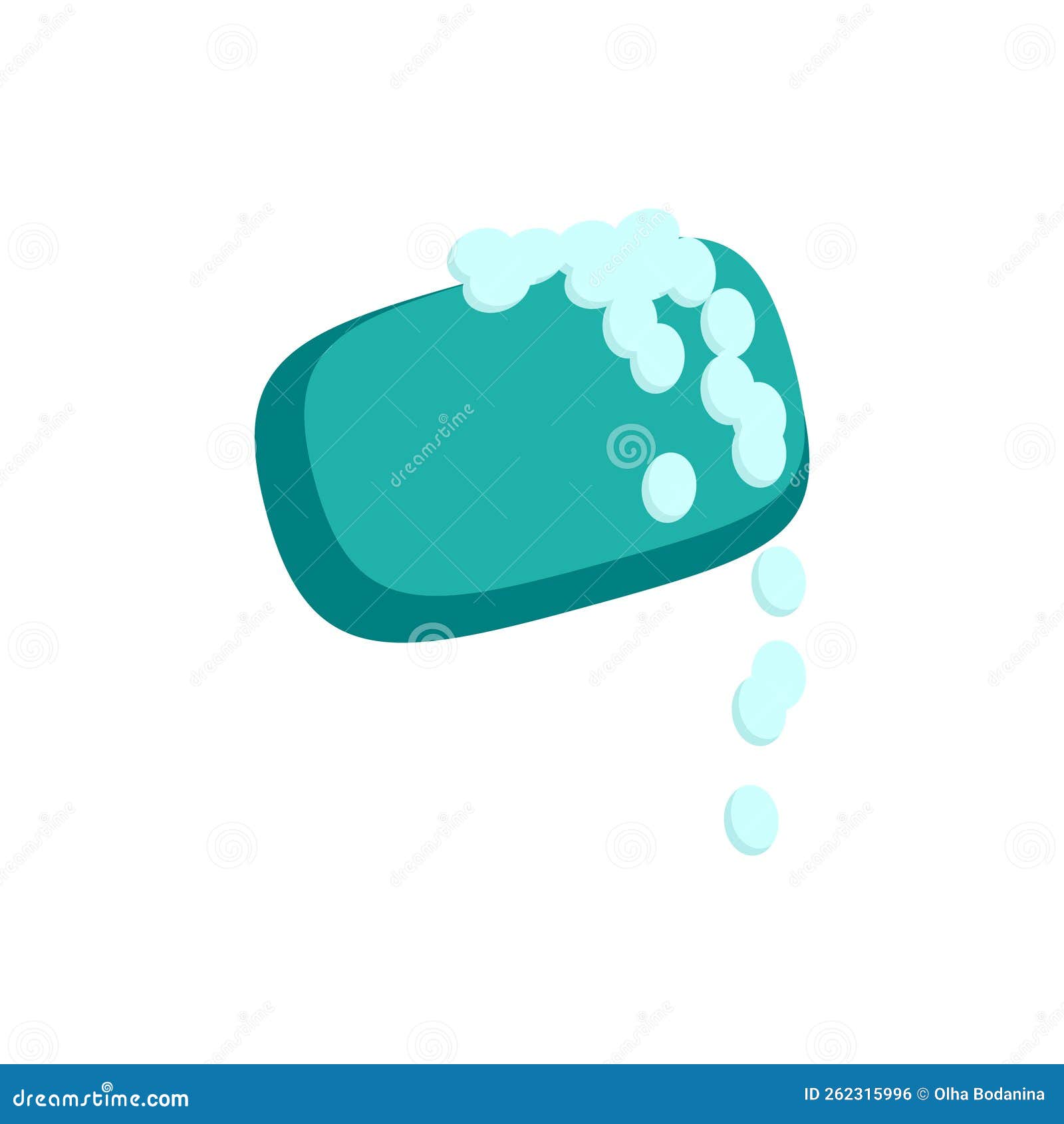 Vector Isolated Illustration, One Rectangular Emerald Soap with Foam on ...