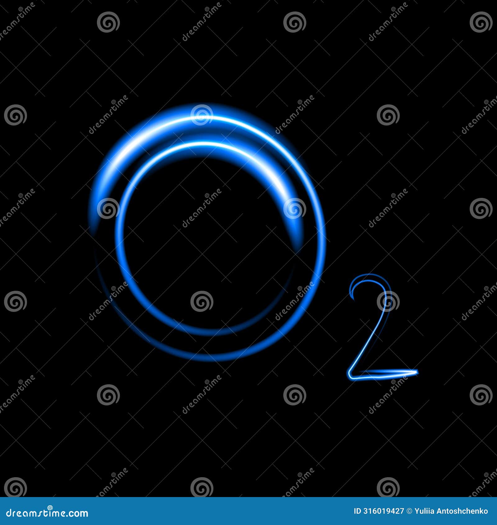 Vector Isolated Illustration of Oxygen Formula with Neon Effect Stock ...