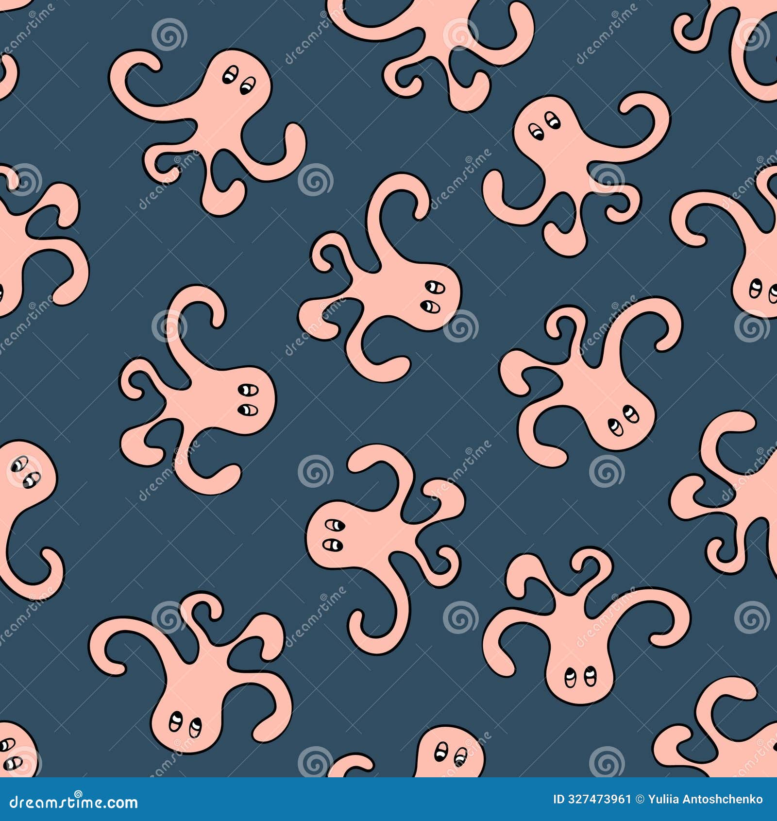 Vector Isolated Illustration of a Pattern with Octopuses Stock Vector ...