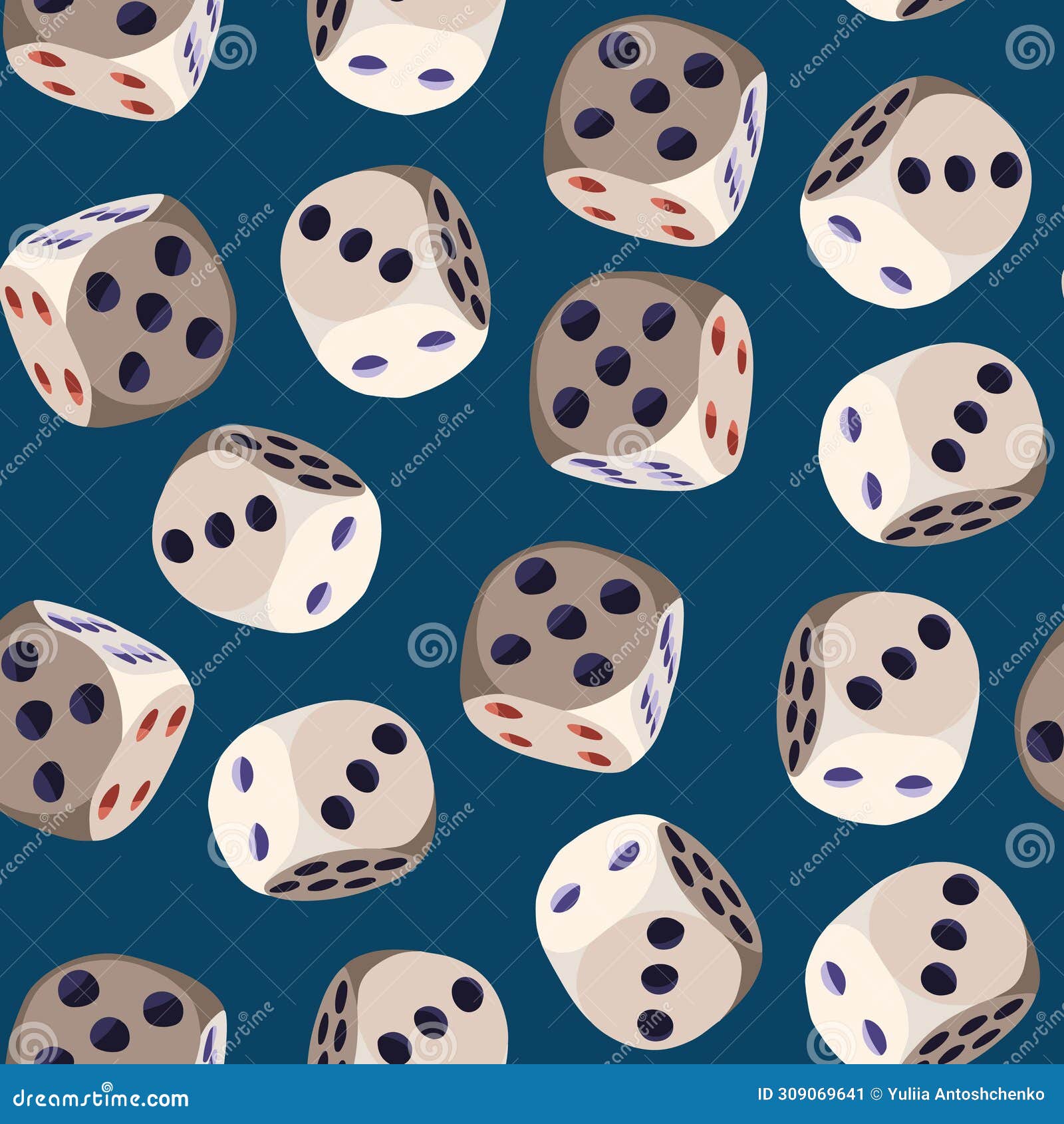 Vector Isolated Illustration of Pattern with Playing Dice Stock Vector ...