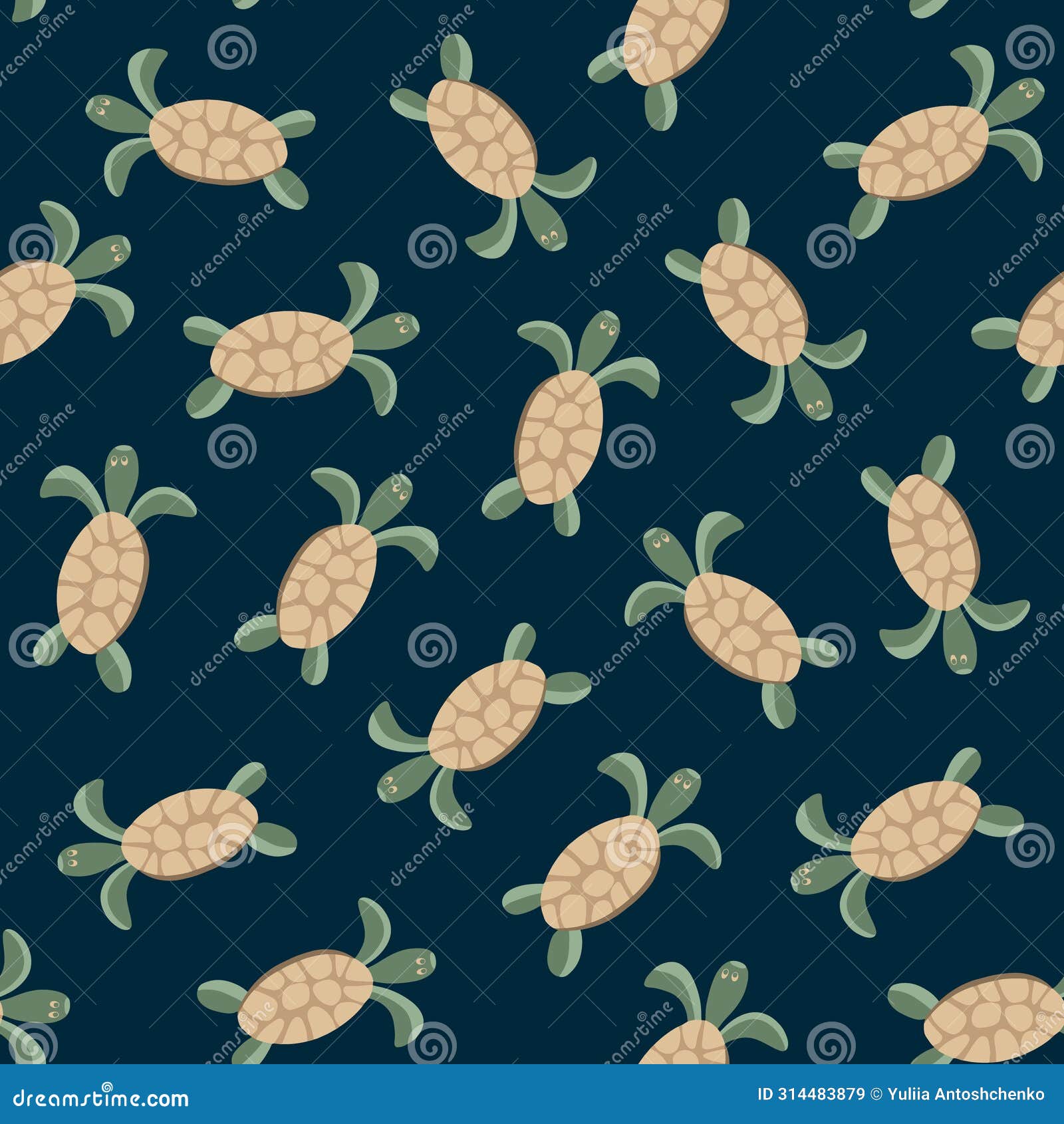Vector Isolated Illustration of Pattern with Turtles Stock Illustration ...