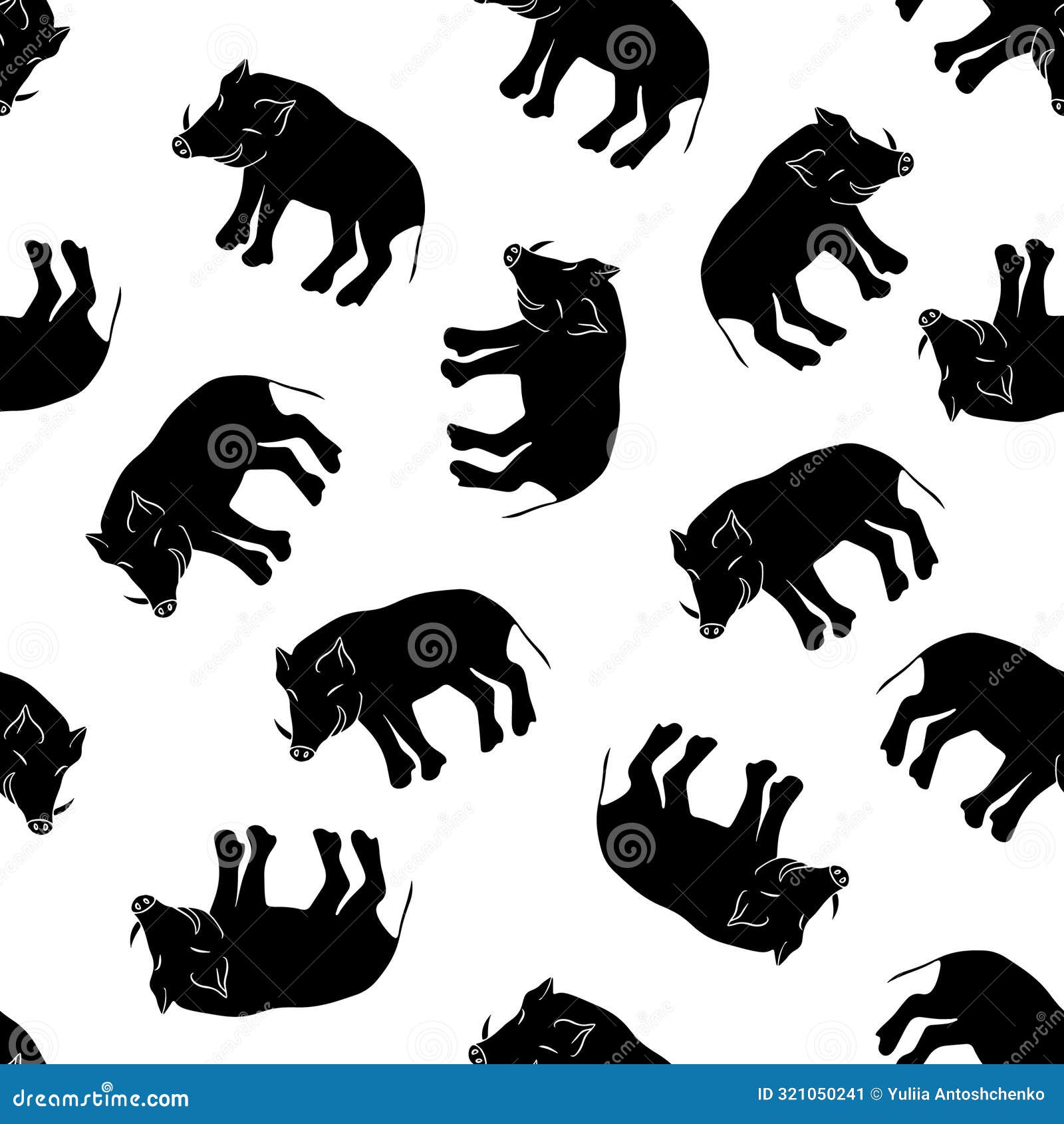 Vector Isolated Illustration of Pattern with Wild Boars. Stock Vector ...