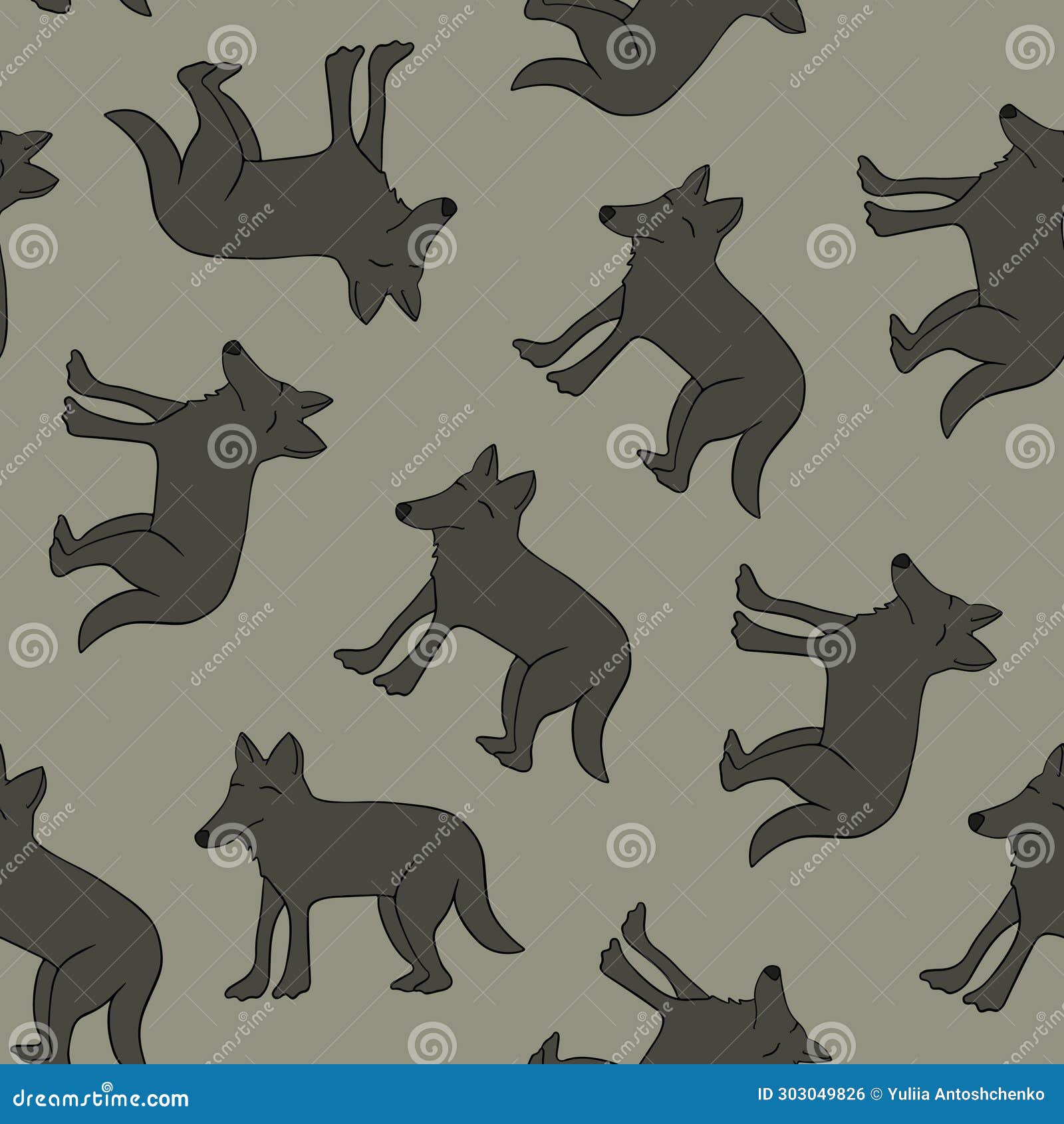 Vector Illustration of Pattern with Wolves. Pattern with Animals for ...