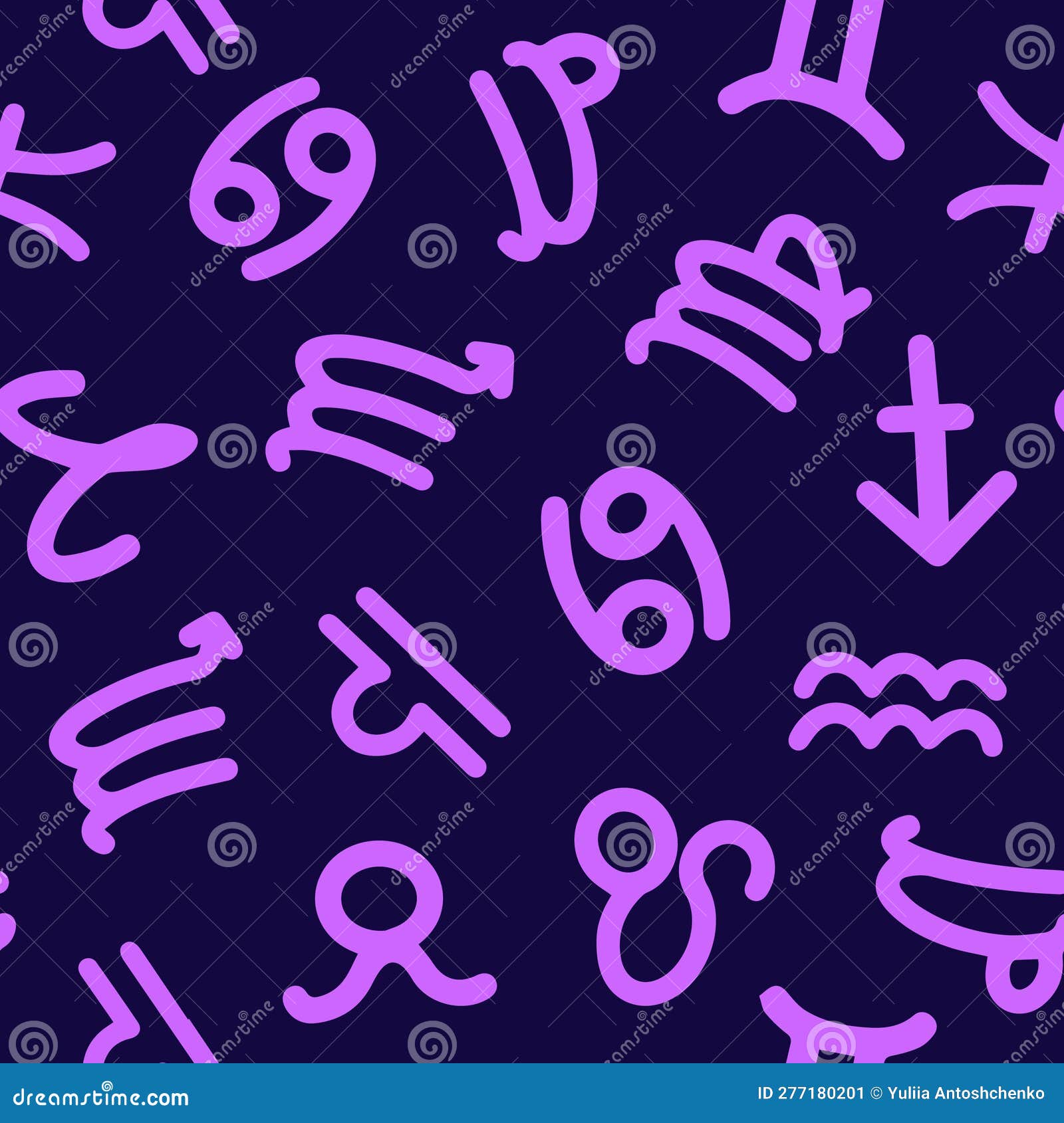 Vector Isolated Illustration of a Pattern with Zodiac Signs Stock ...