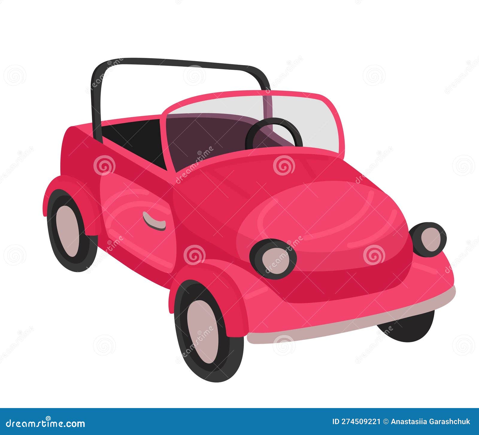 Vector Isolated Illustration of Pink Small Retro Car Stock Vector ...