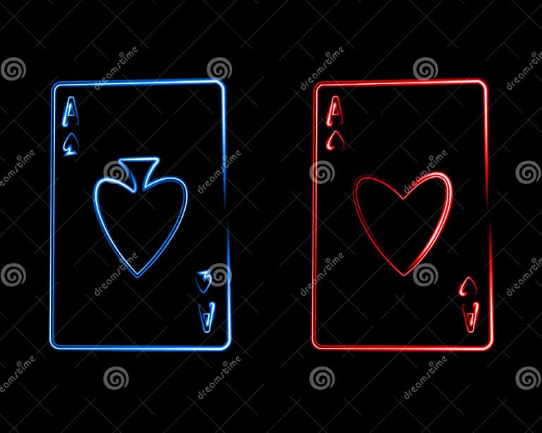 Vector Isolated Illustration of Playing Cards with Neon Effect Stock ...