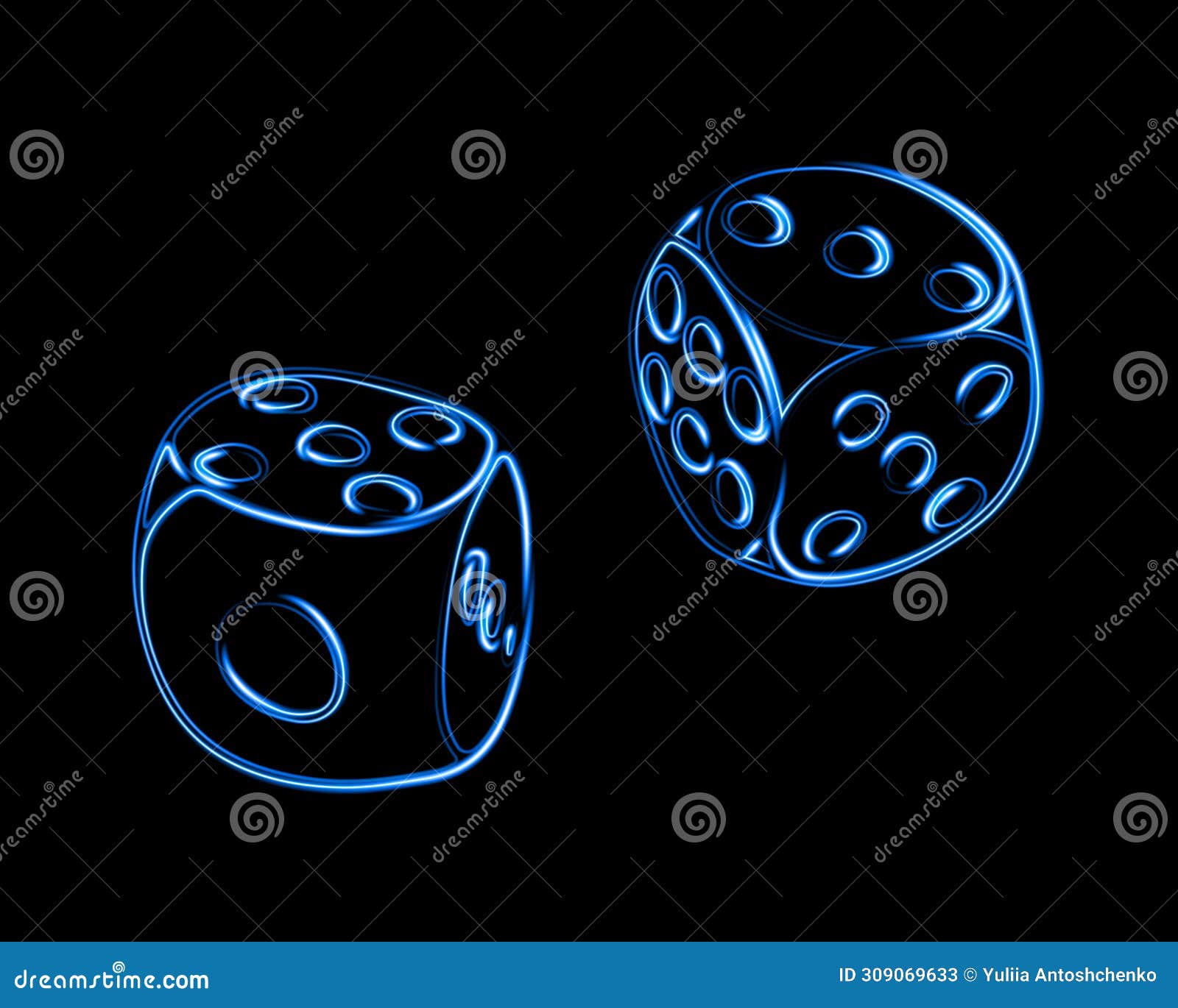 Vector Isolated Illustration of Playing Dice with Neon Effect Stock ...