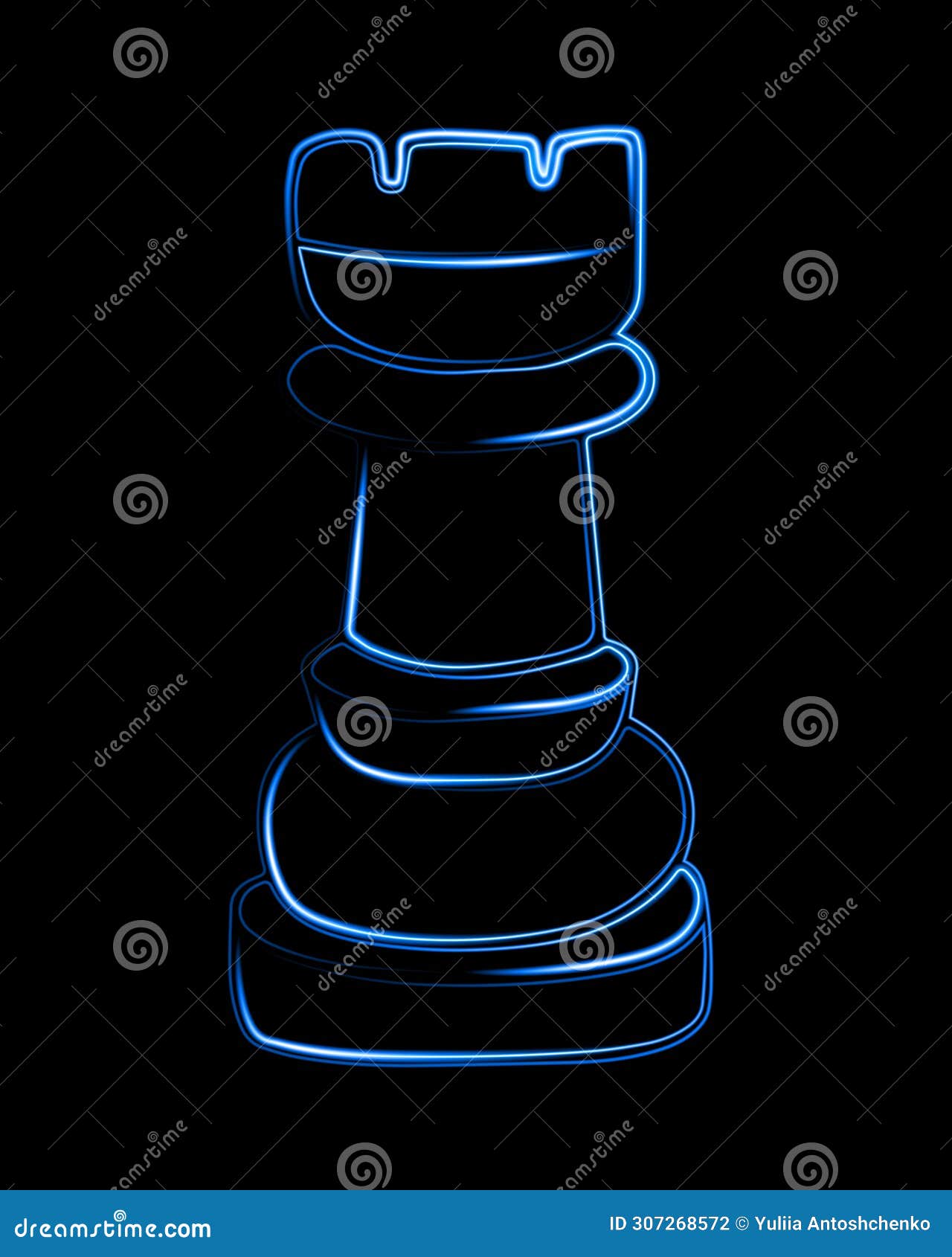 Vector Isolated Illustration of Rook Chess Piece with Neon Effect Stock ...