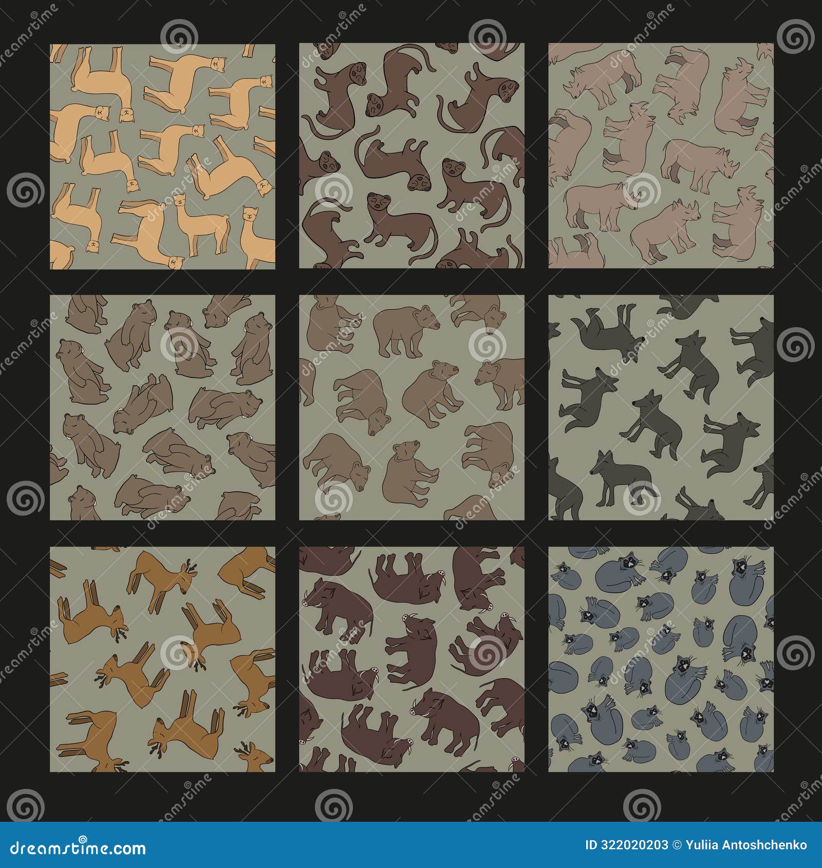 Vector Isolated Illustration of a Set of Patterns with Animals Stock ...
